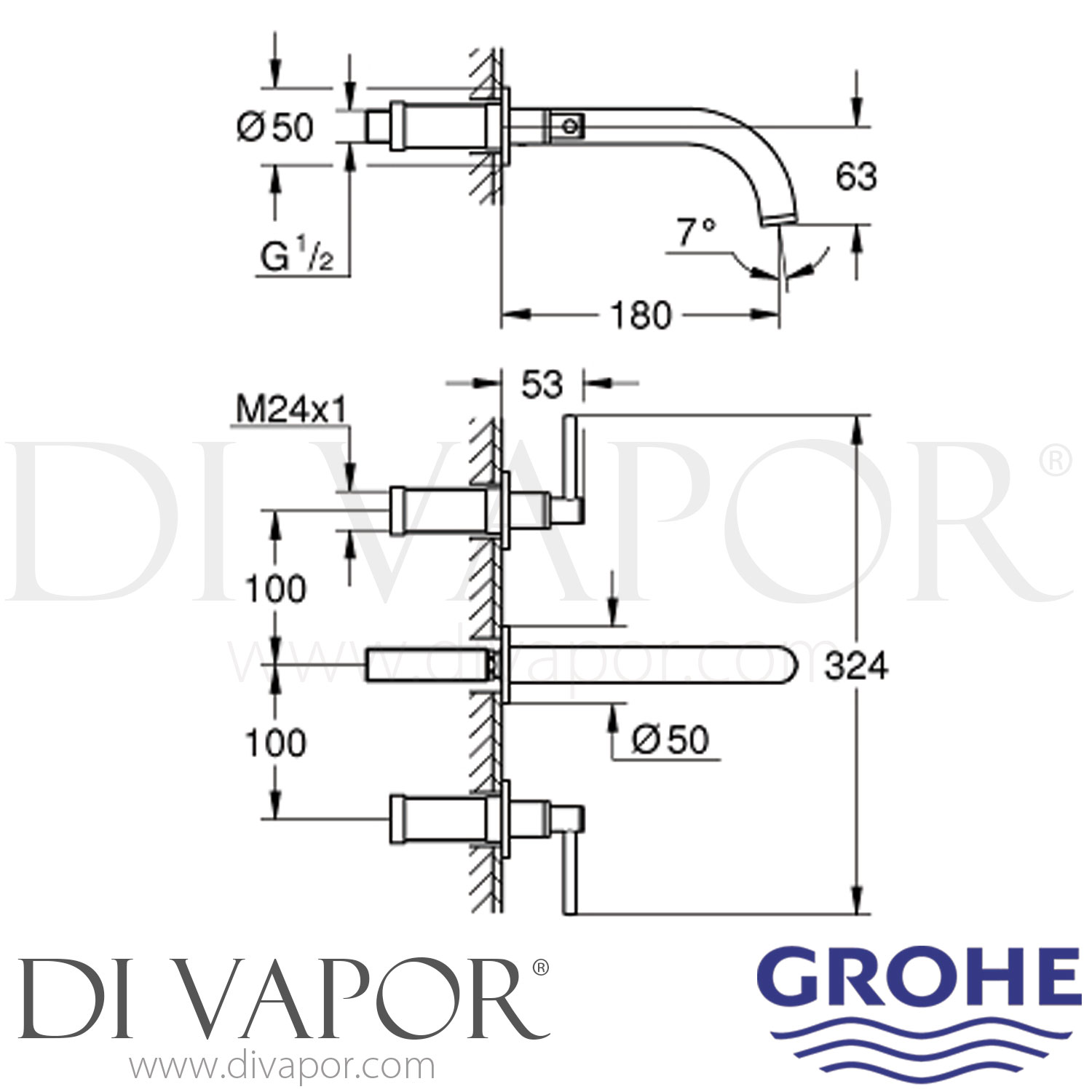 Grohe 20169AL3 Atrio Three-Hole Basin Mixer (1/2 Inch) S-Size Spare Parts