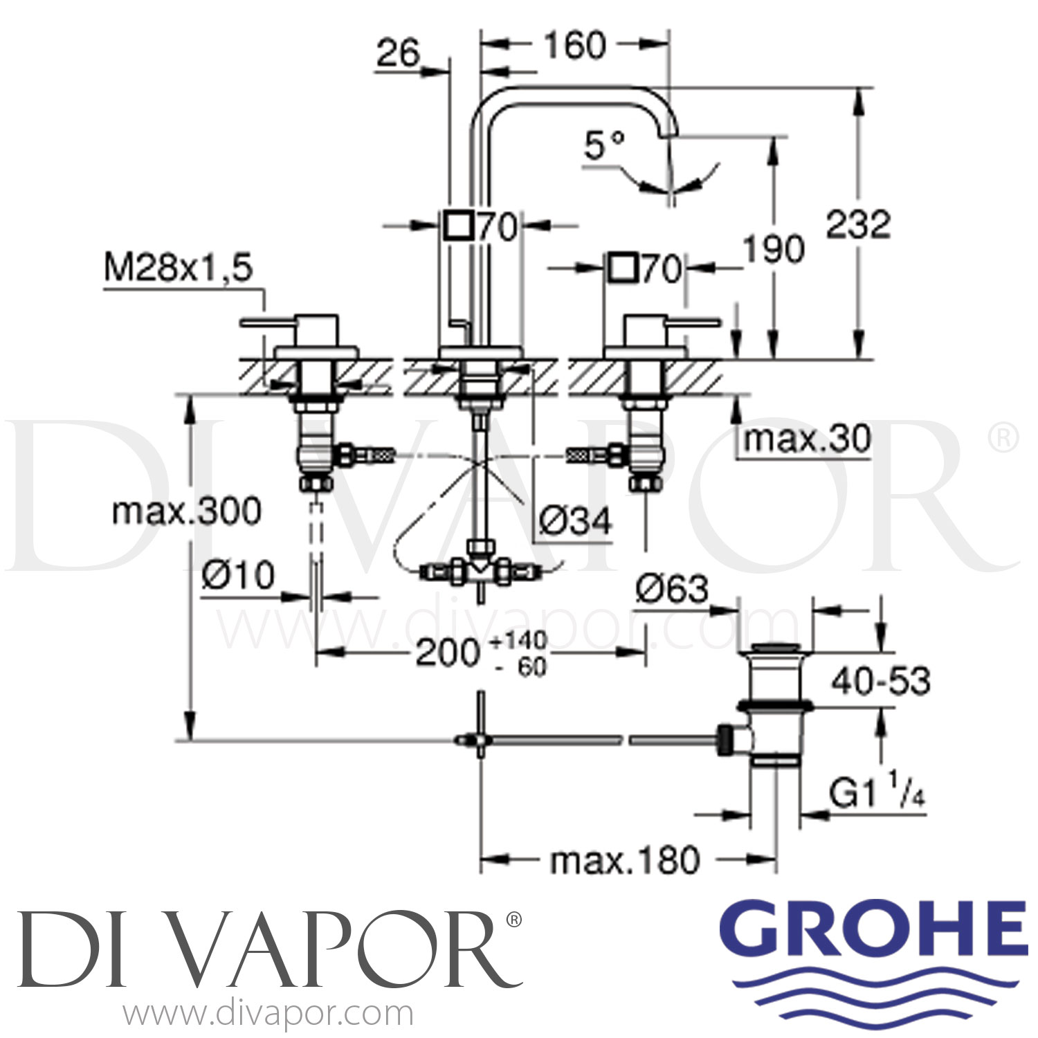 Grohe 20188000 Allure 3-Hole Basin Mixer (1/2 Inch) M-Size Spare Parts