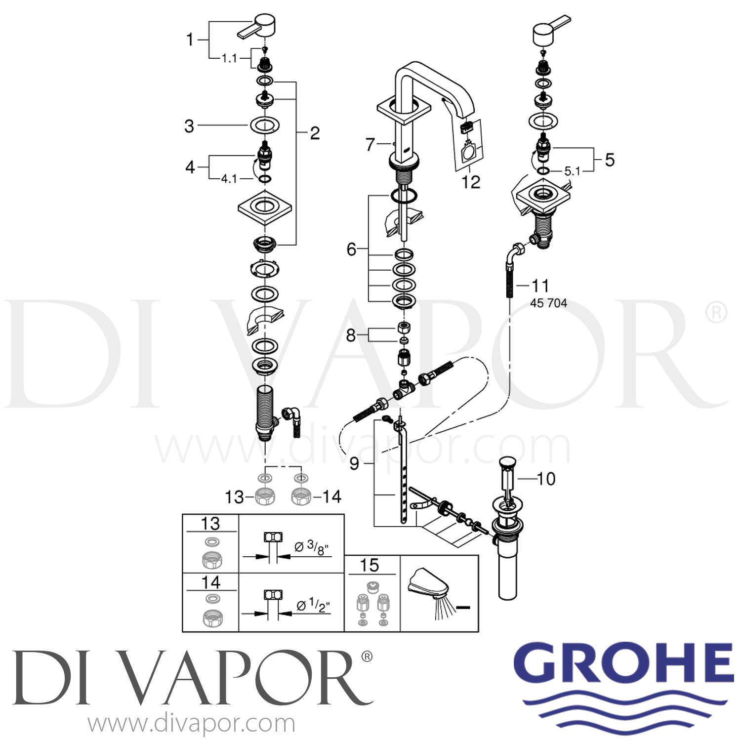 Grohe 2019100A Allure Three-Hole Basin Mixer (1/2 Inch) M-Size Tap ...