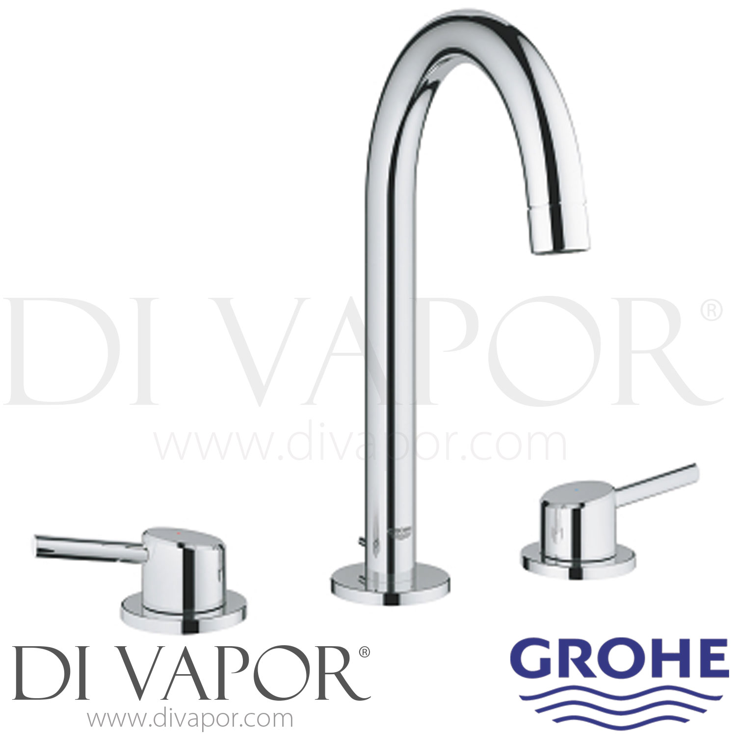 Grohe 20216001 Concetto Three-Hole Basin Mixer (1/2 Inch) L-Size Tap ...