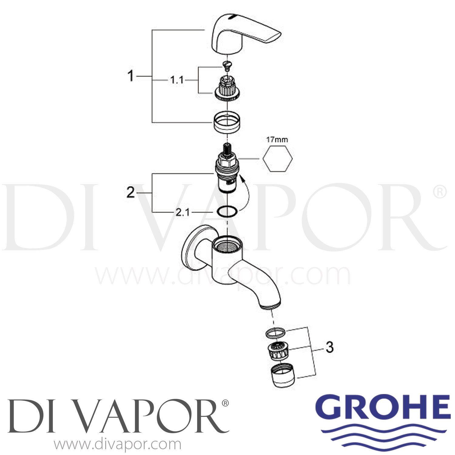 Grohe 20236000 BauCurve Bibtap (1/2 Inch) Spare Parts