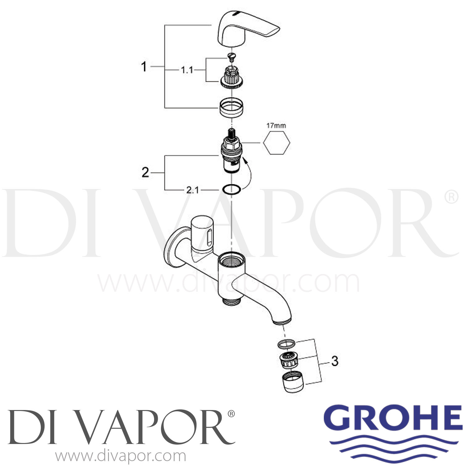 Grohe 20281000 BauCurve Bibtap 2 in 1 (1/2 Inch) Spare Parts