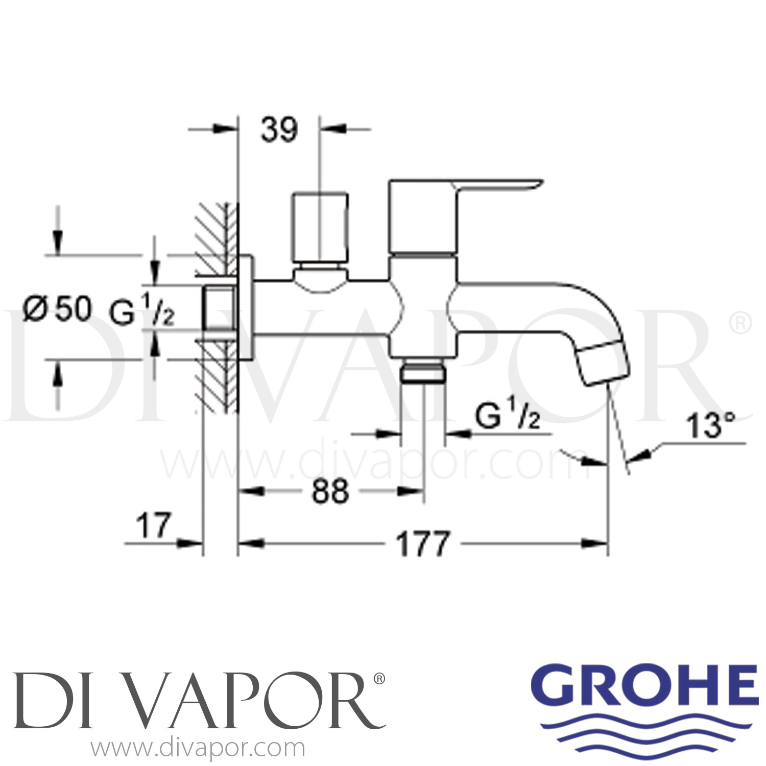 Grohe 20284000 BauEdge Bibtap 2 In 1 (1/2 Inch) Tap Spare Parts