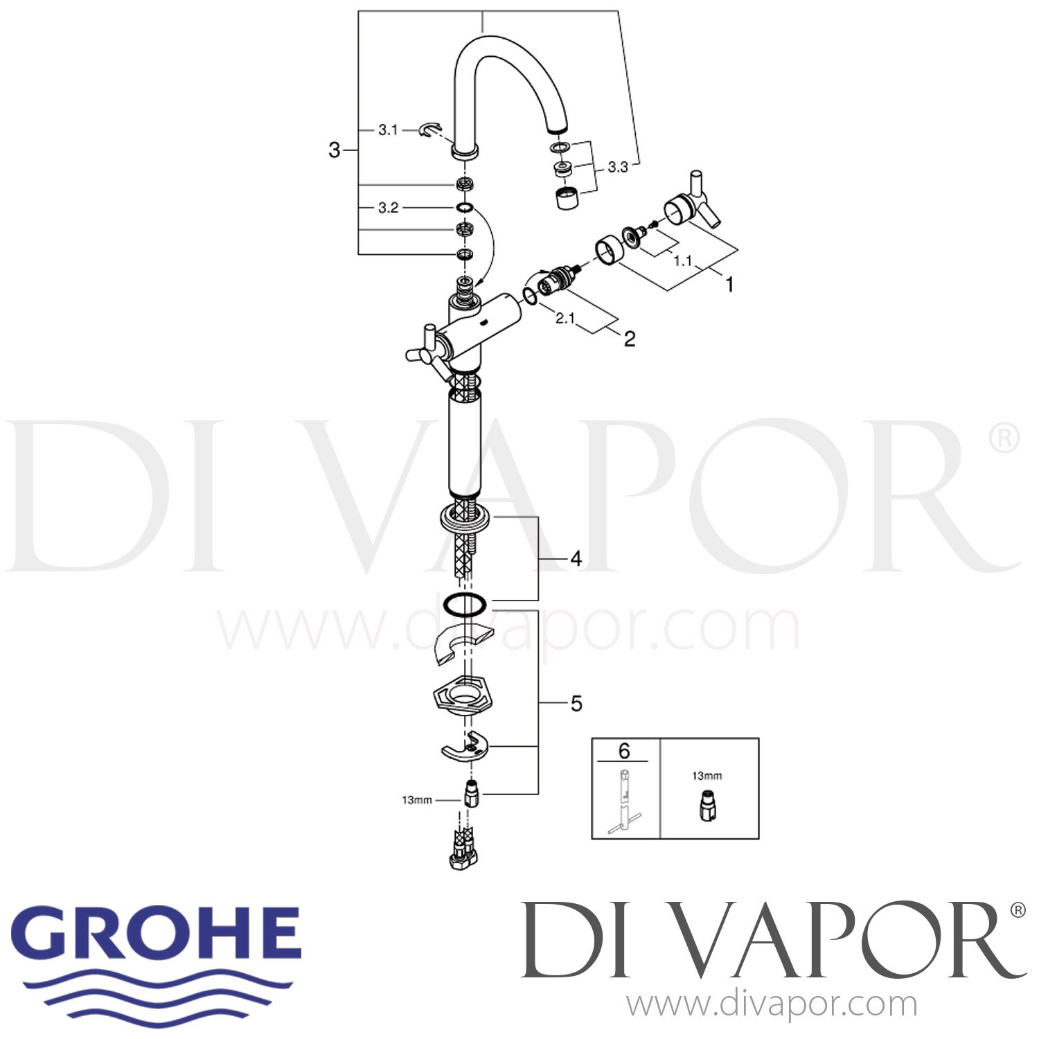 Grohe 21044000 Atrio Classic Basin Mixer Crosshead XL-Size Spare Parts