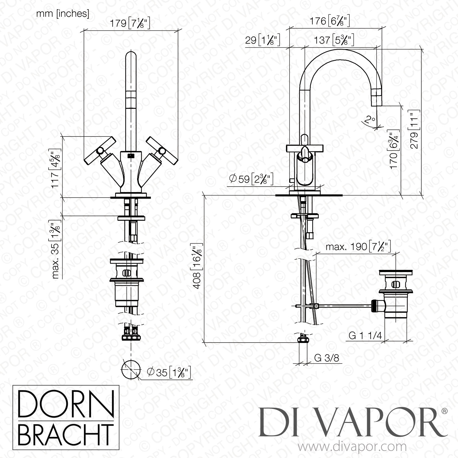 Dornbracht Tara Single-Hole Basin Mixer with Pop-Up Waste - Brushed ...