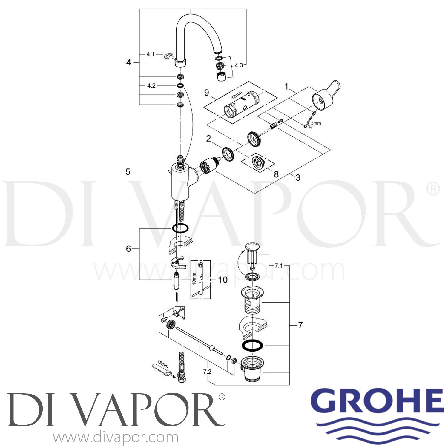 Grohe 23043002 Eurostyle Cosmopolitan Single-Lever Basin Mixer (1/2 ...