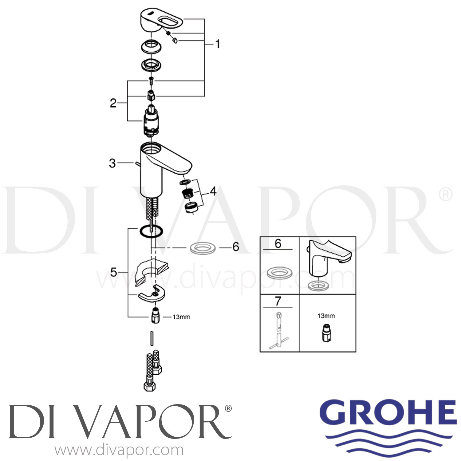 Grohe 23102000 BauLoop Single-Lever Basin Mixer Tap Spare Parts