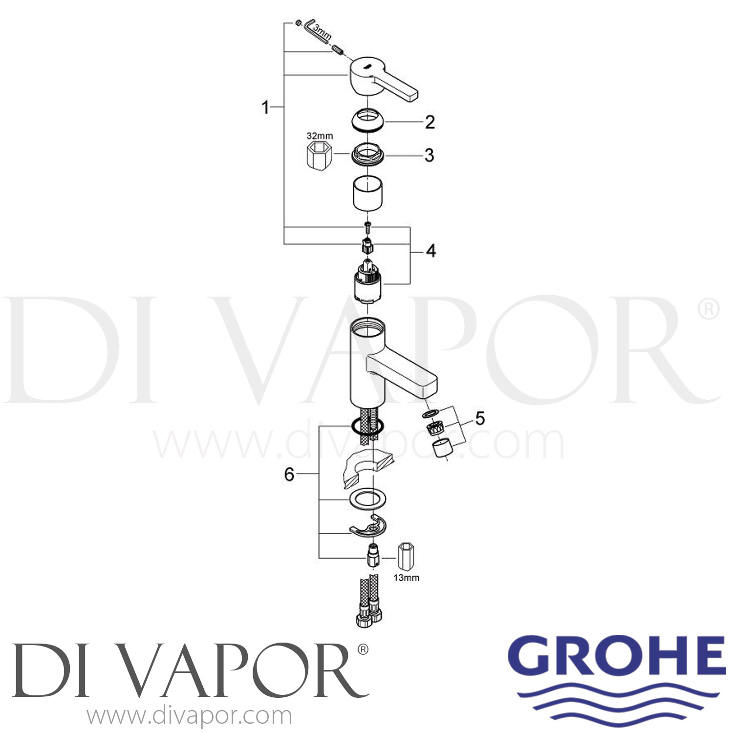Grohe 23106000 Lineare Basin Mixer Tap Spare Parts