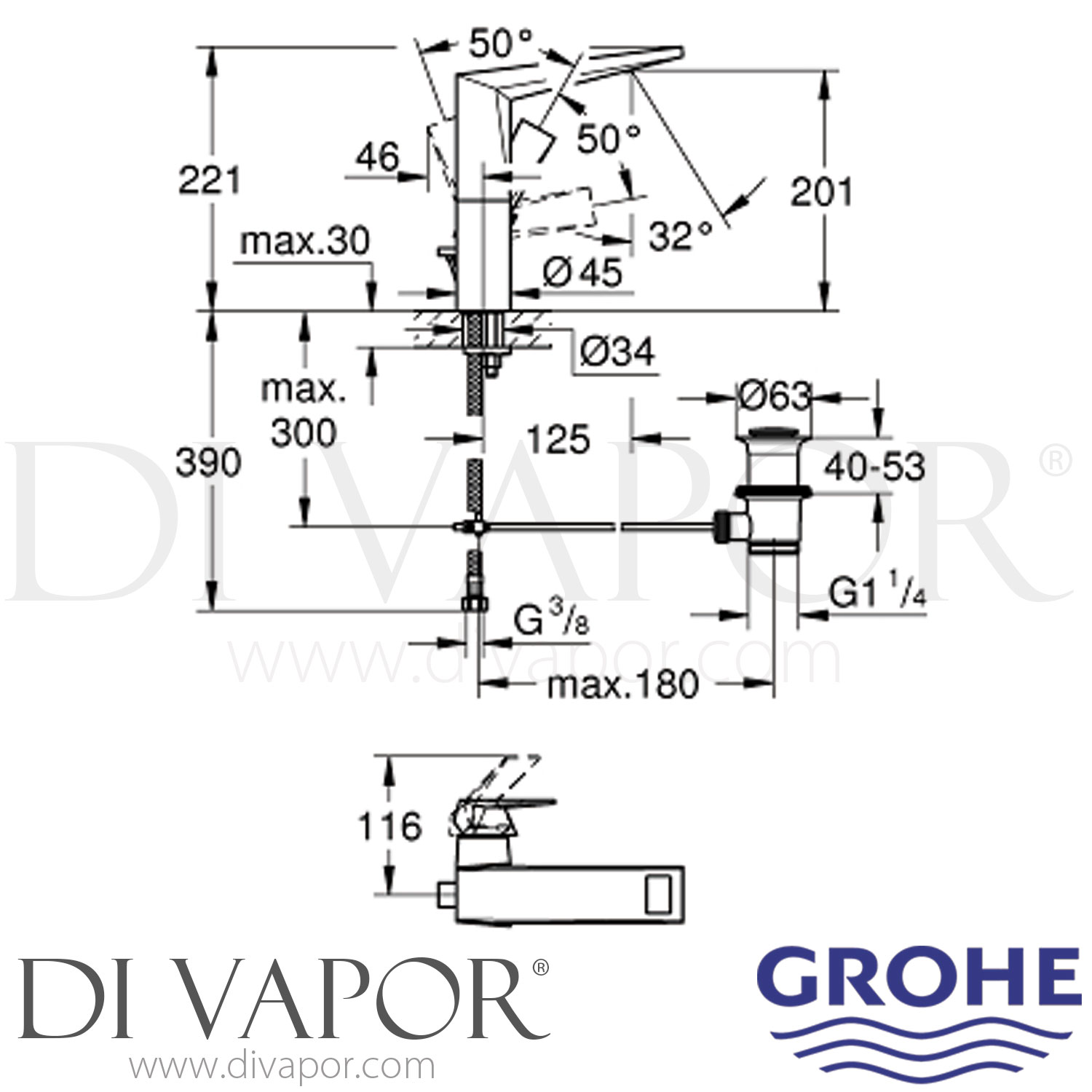 Grohe 23109AL0 Allure Brilliant Brushed Graphite Single Lever Basin ...