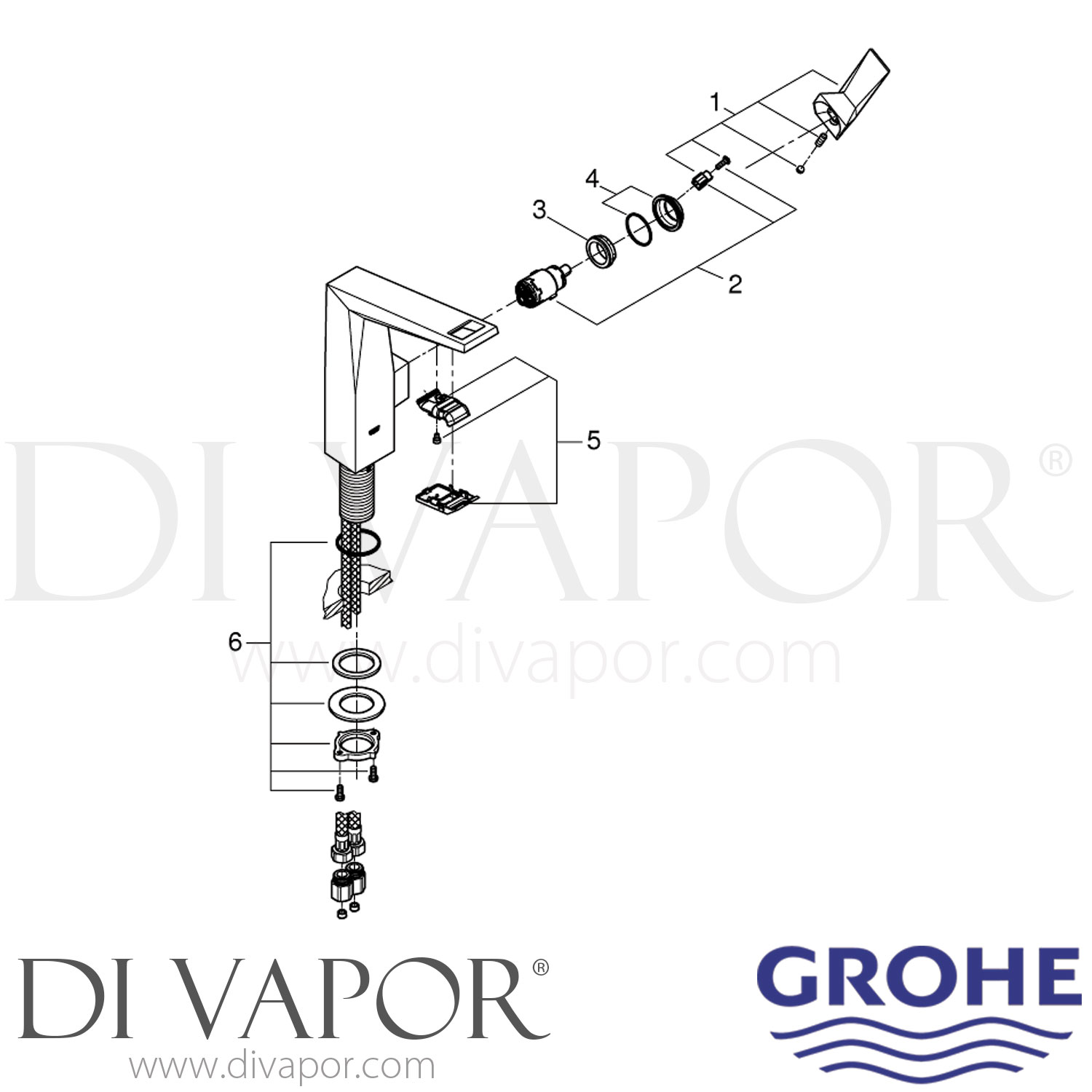 Grohe 23112000 Allure Brilliant Single Lever Basin Mixer 1/2 L-Size ...