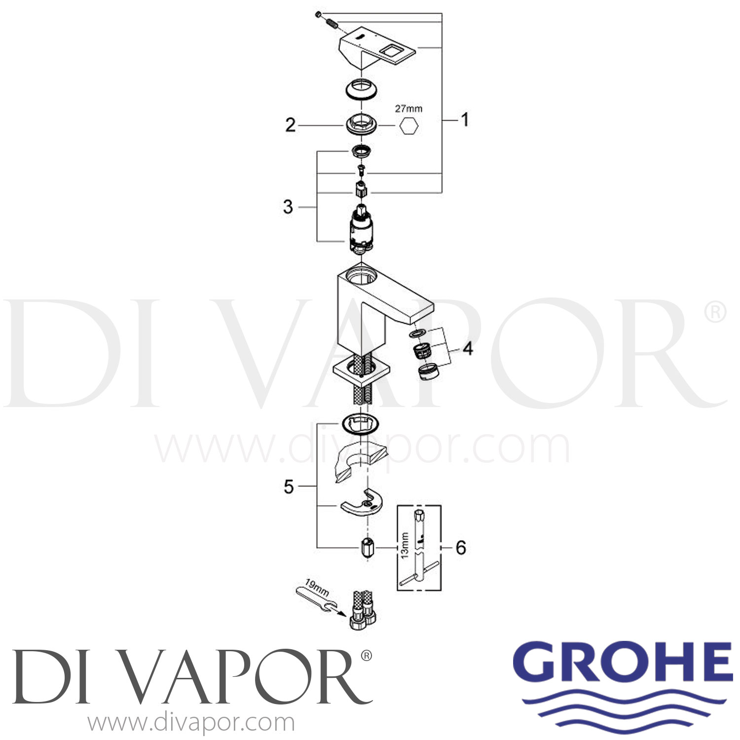 Grohe 2313200E Eurocube Single-Lever Basin Mixer (1/2 Inch) S-Size Tap ...