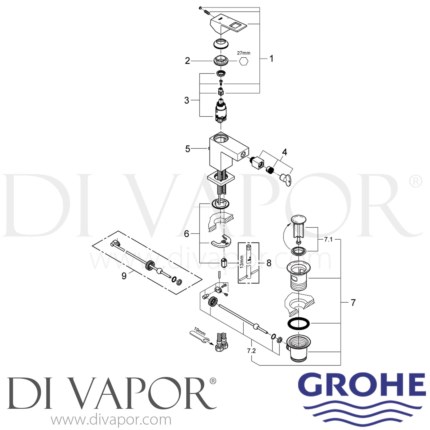 Grohe 23138000 Eurocube Single-Lever Bidet Mixer (1/2 Inch) S-Size ...