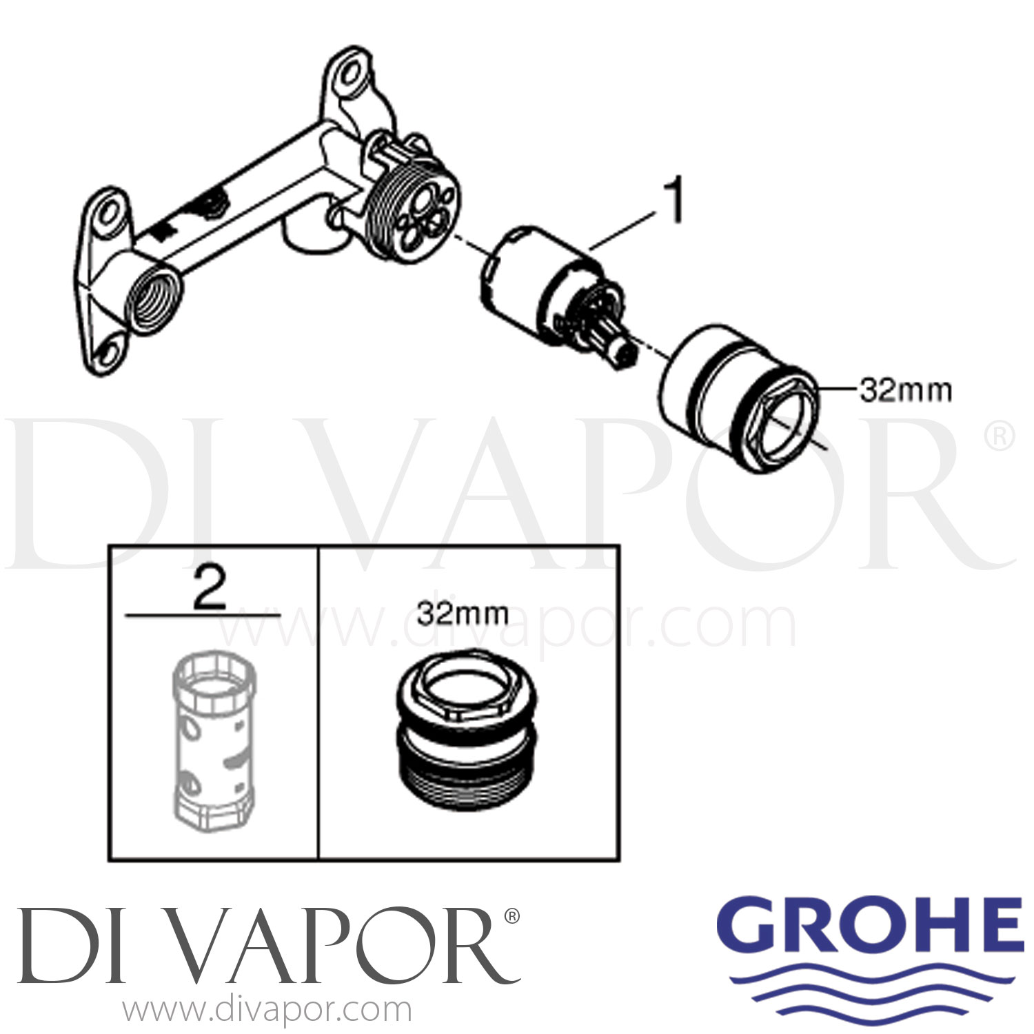 Grohe 23200000 Single-Lever Mixer (1/2 Inch) Concealed Body Spare Parts