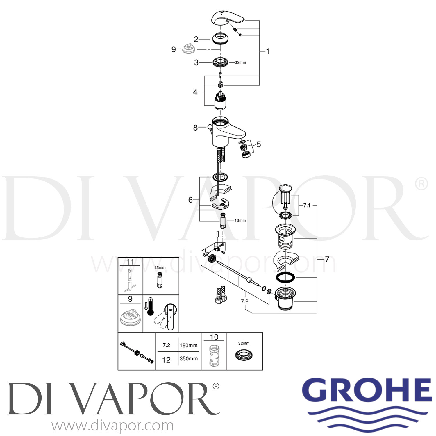 Grohe 23262000 Euroeco Single-Lever Basin Mixer S-Size Tap Spare Parts