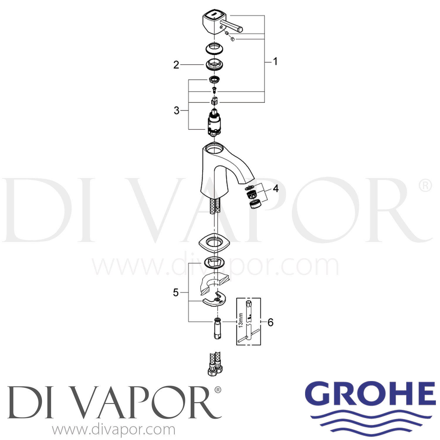 Grohe 23310IG0 Grandera Basin Mixer (1/2 Inch) M-Size Spare Parts