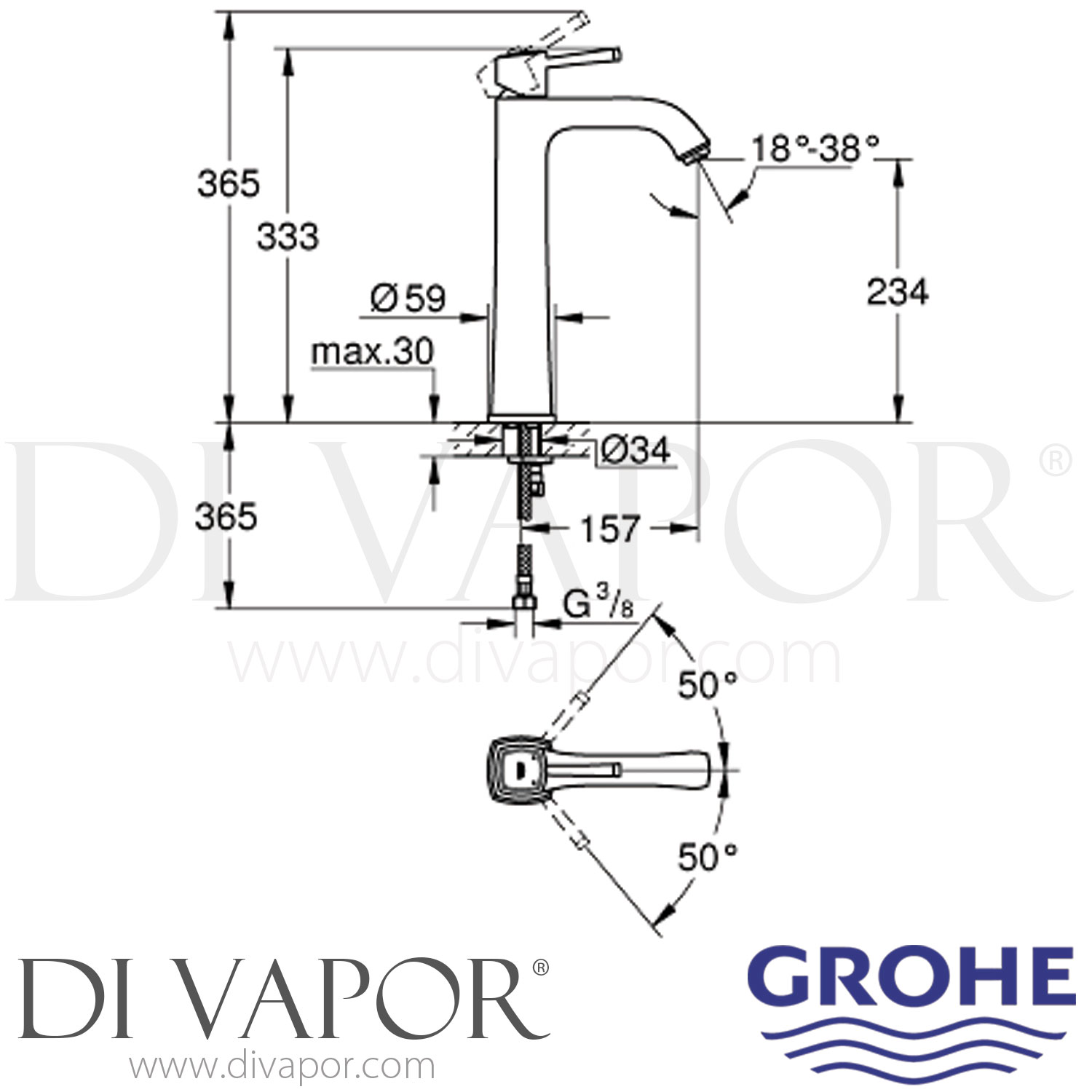 Grohe 23313000 Grandera Single-Lever Basin Mixer Tap XL-Size Spare Parts
