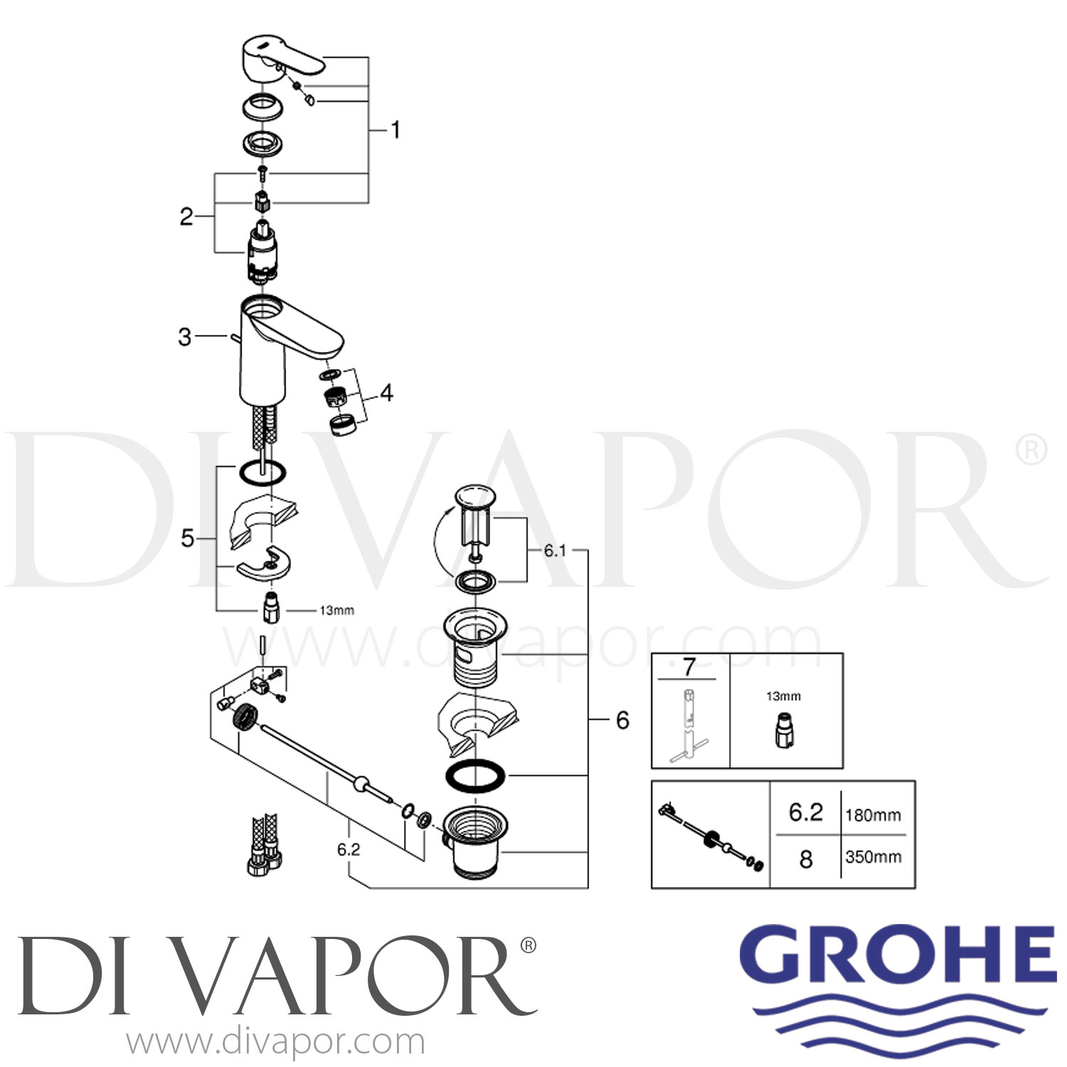Grohe 23328000 BauEdge Single Lever Basin Mixer S-Size Tap Spare Parts