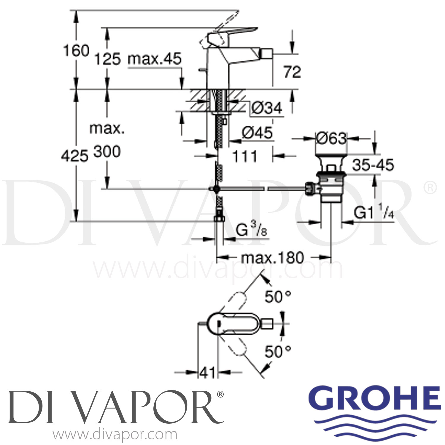 Grohe 23345000 Start Edge Single-Lever Basin Mixer (1/2 Inch) S-Size ...