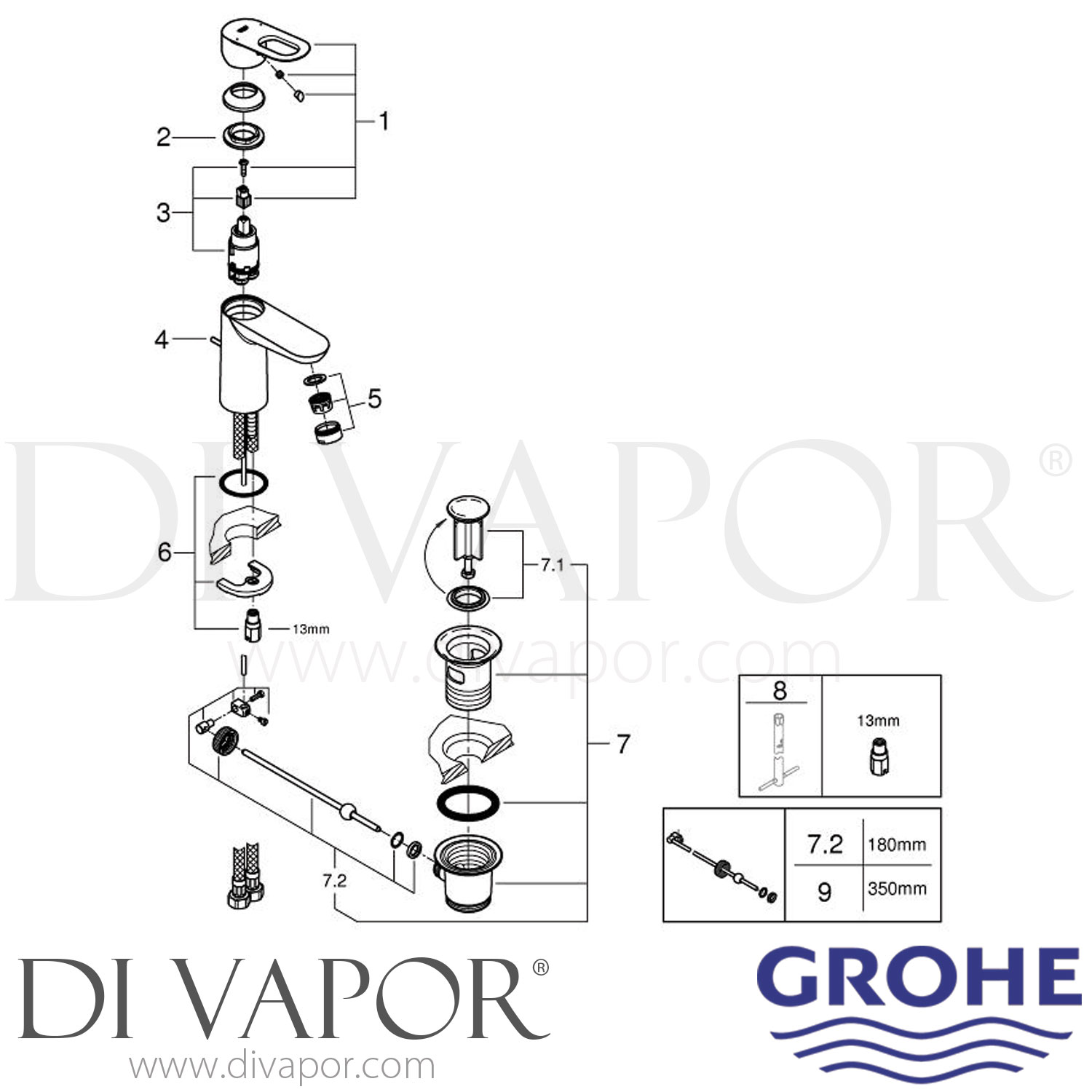 Grohe 23349000 StartLoop Single-Lever Basin Mixer S-Size Tap Spare Parts