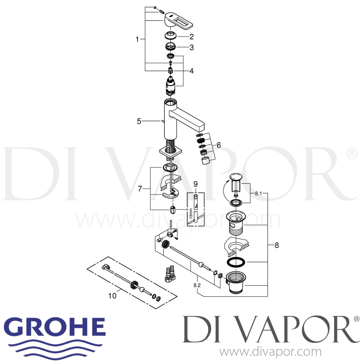 Grohe 23441000 Quadra Basin Mixer M-Size Tap Spare Parts
