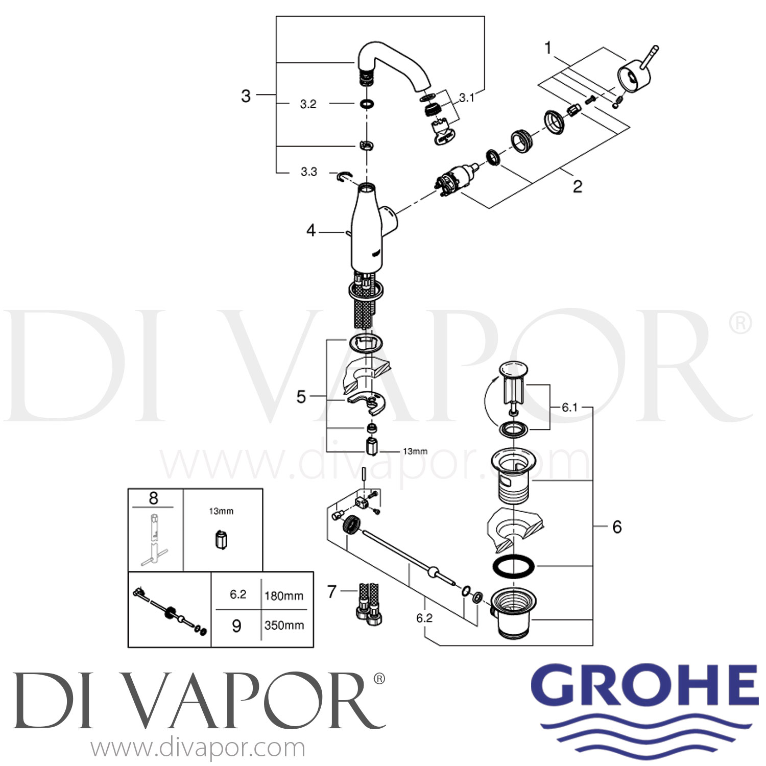 Grohe 23462001 Essence Single-Lever Basin Mixer (1/2 Inch) M-Size Spare ...