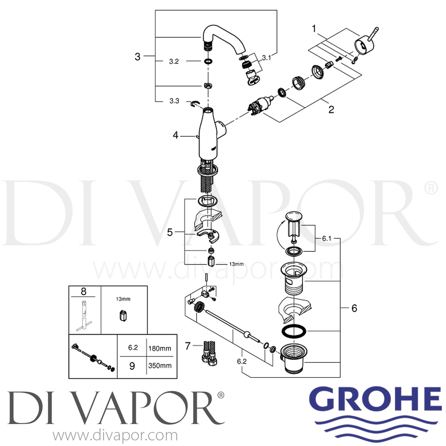 Grohe 23462GL1 Essence Single-Lever Basin Mixer (1/2 Inch) M-Size Spare ...