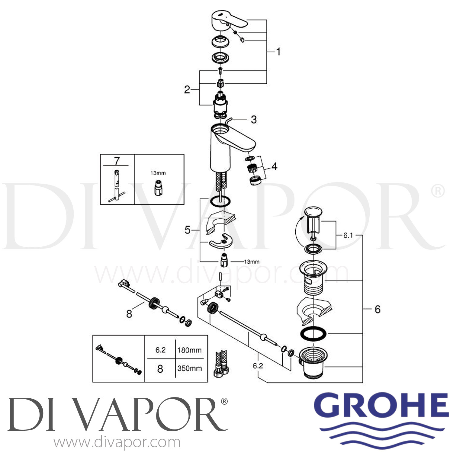 Grohe 23559000 BauEdge Single Lever Basin Mixer (1/2 Inch) S-Size Spare ...