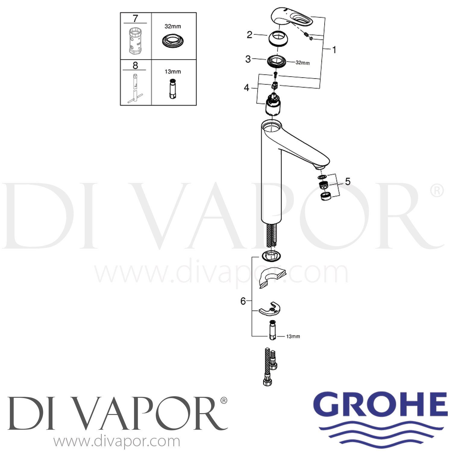 Grohe 23570003 Eurostyle Single-Lever Basin Mixer (1/2 Inch) XL-Size ...