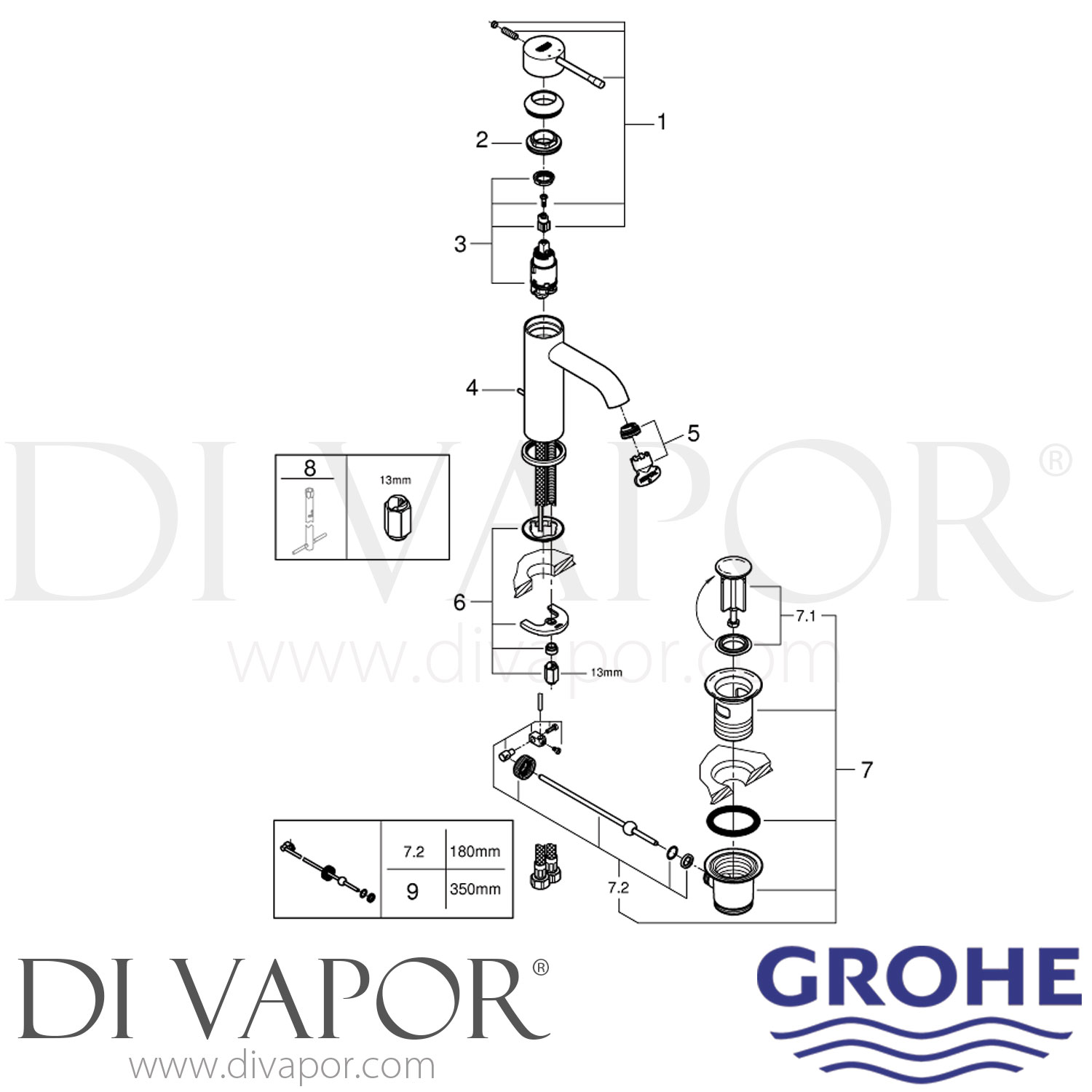 Grohe 23589DA1 Essence Single-Lever Basin Mixer S-Size with Pop-Up ...