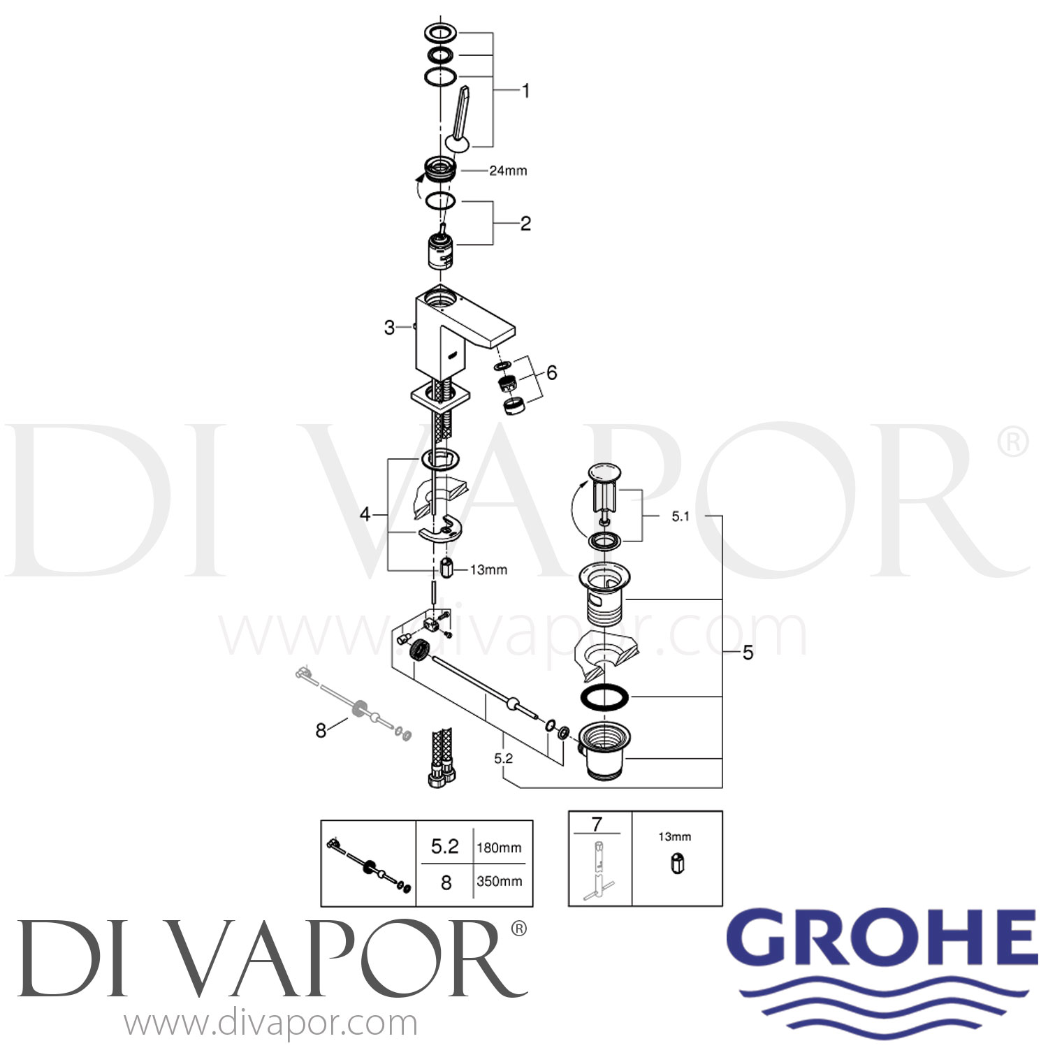 Grohe 23654000 Eurocube Joy Single-Lever Basin Mixer (1/2 Inch) S-Size ...