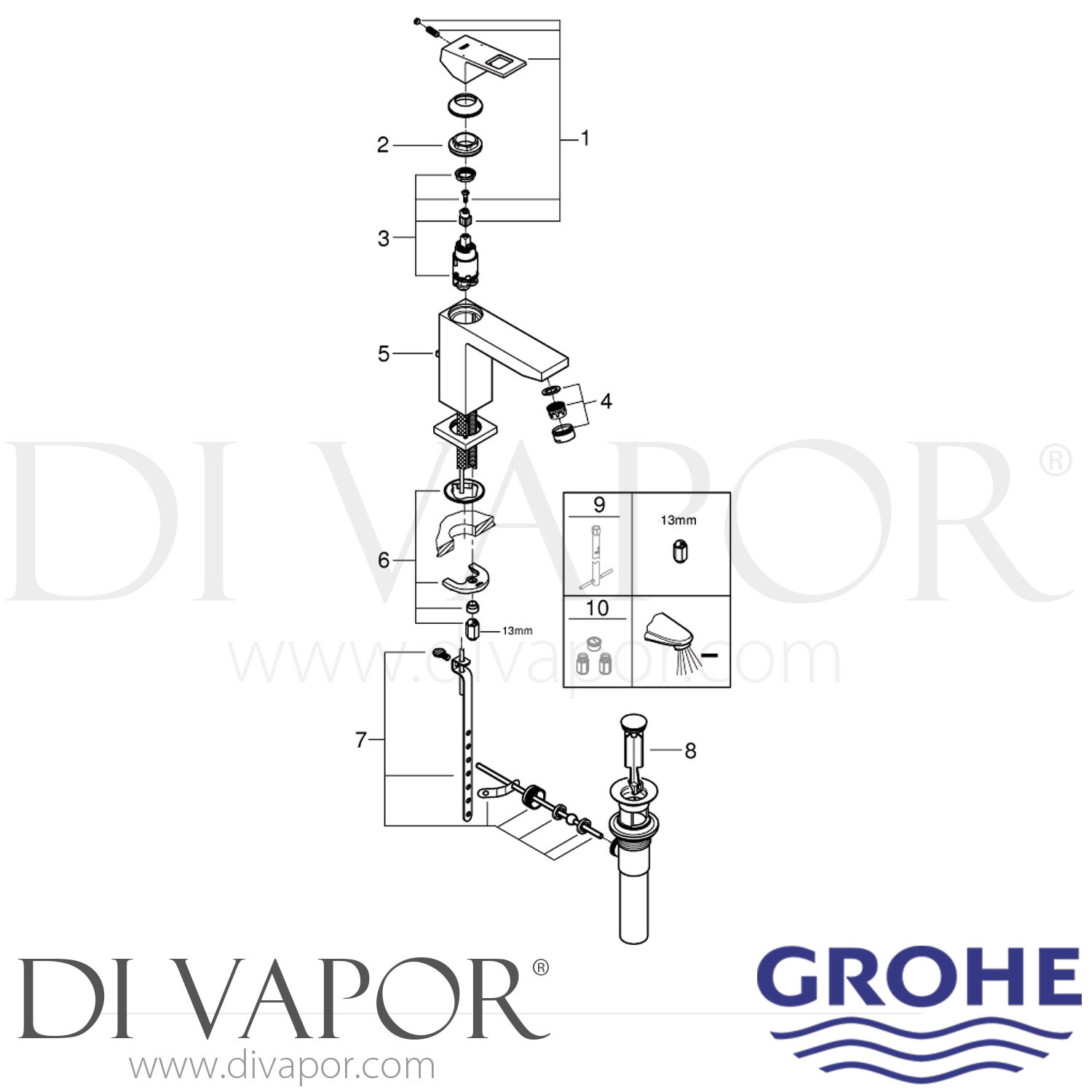 Grohe 23670000 Eurocube Single-Lever Basin Mixer M-Size Tap Spare Parts