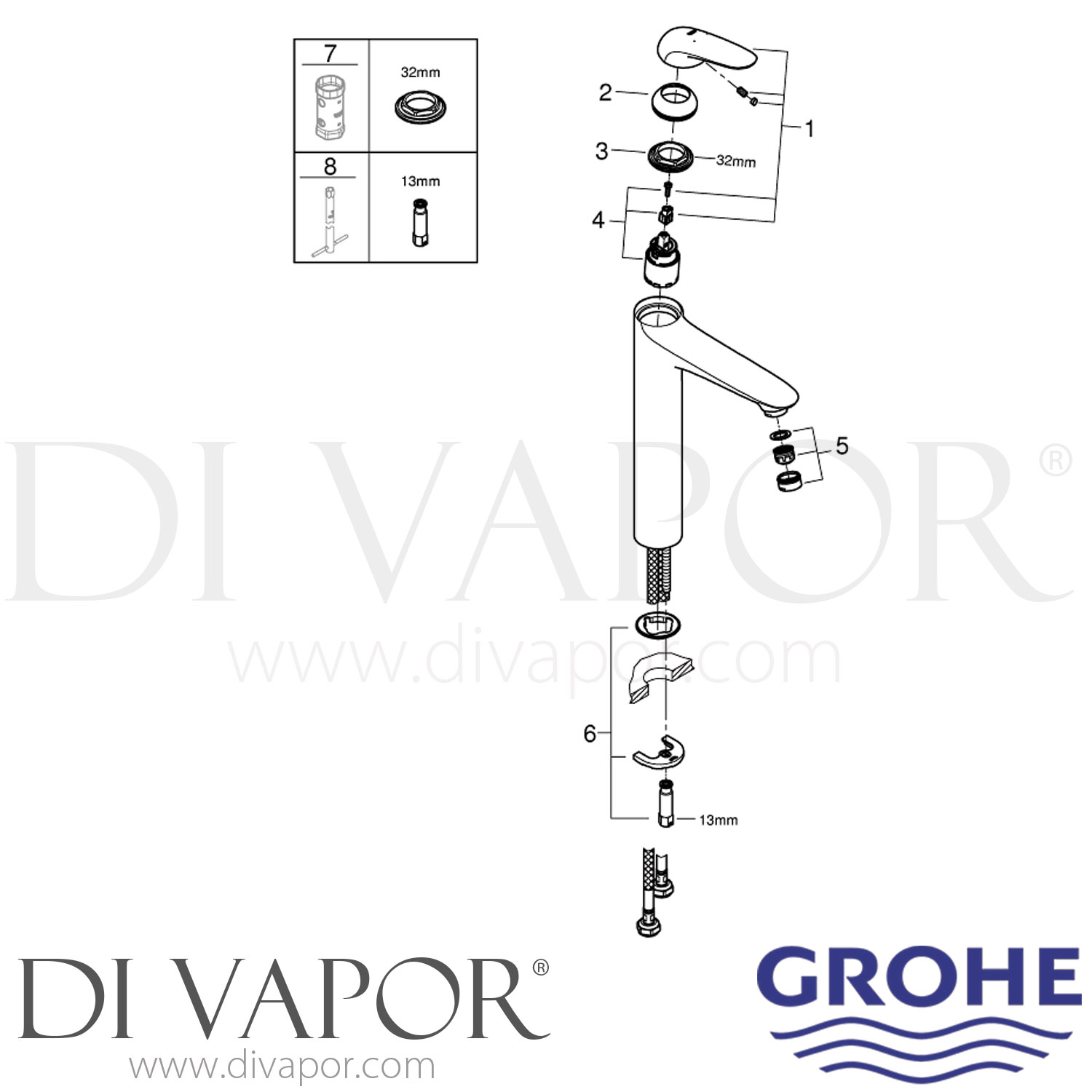 Grohe 23719003 Eurostyle Chrome Single-Lever Basin Mixer (1/2 Inch) XL ...