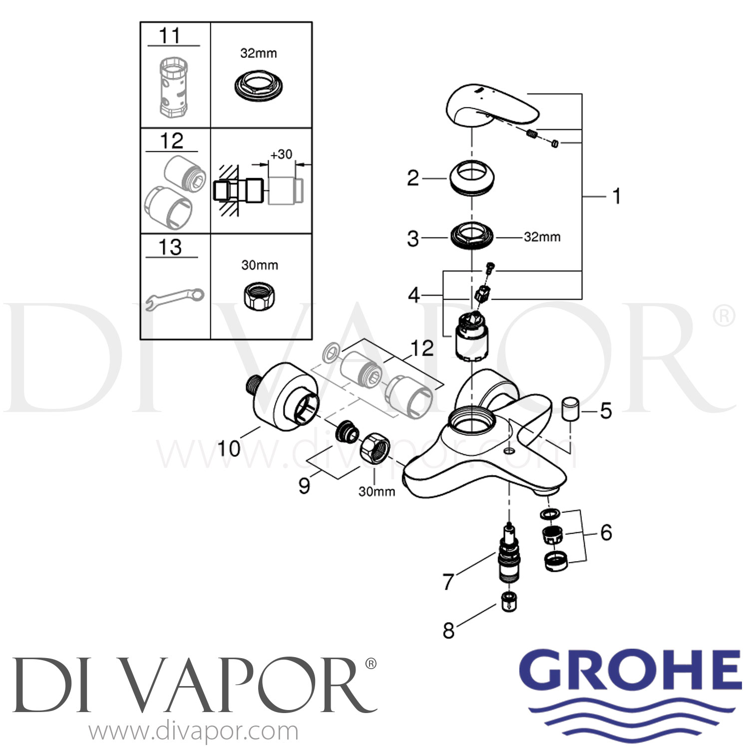 Grohe 23726003 Eurostyle Chrome Single-Lever Bath Shower Mixer (1/2 ...