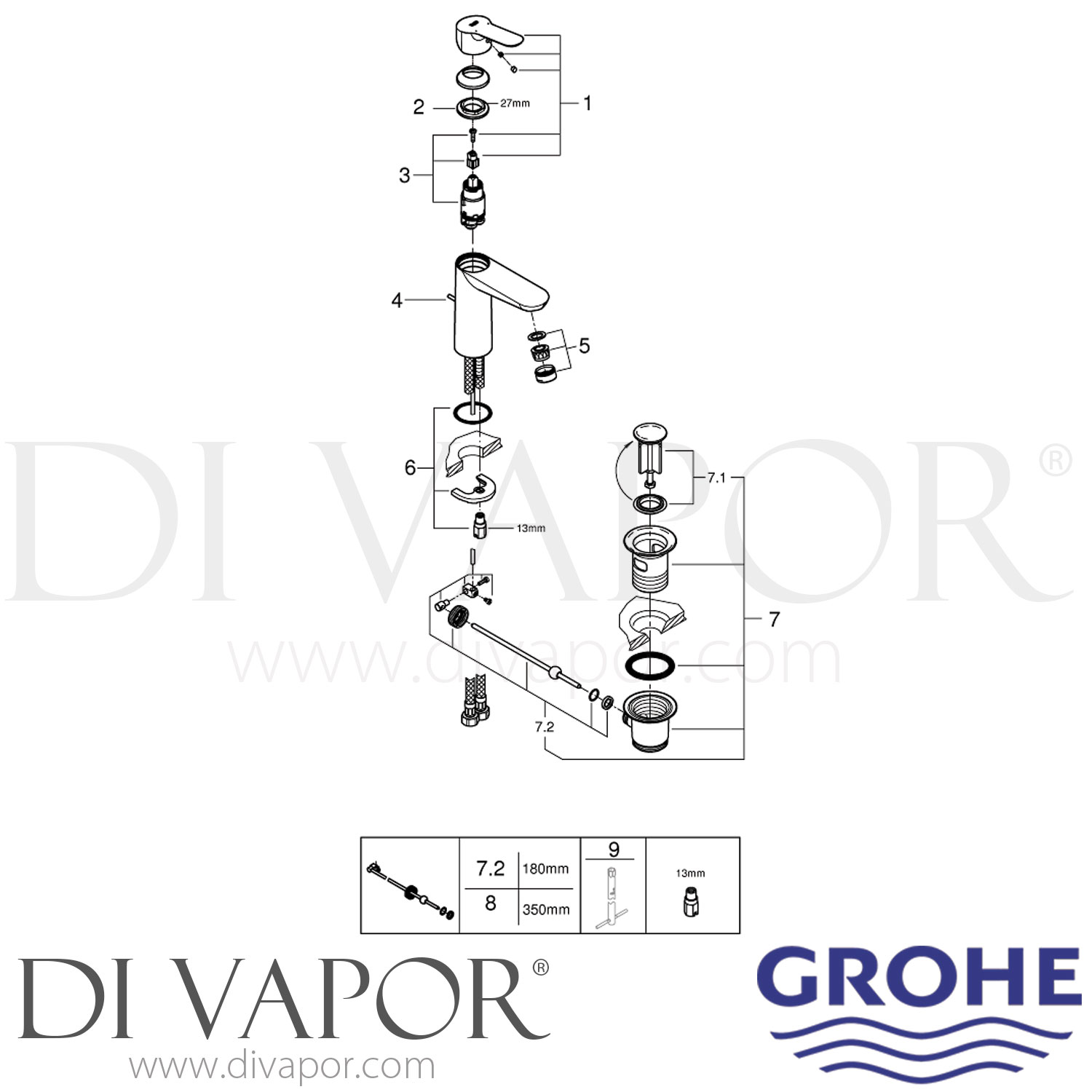 Grohe 23758000 BauEdge Single Lever Basin Mixer M-Size Spare Parts