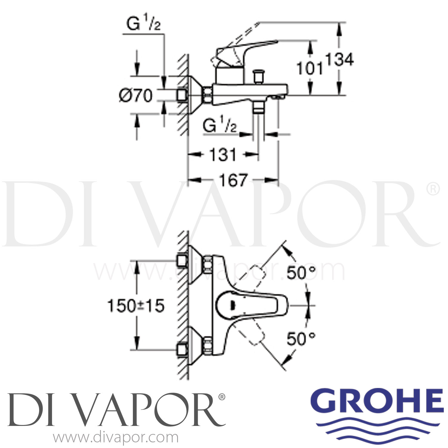 Grohe 23772000 Start Flow Single-Lever Bath Shower Mixer (1/2 Inch ...