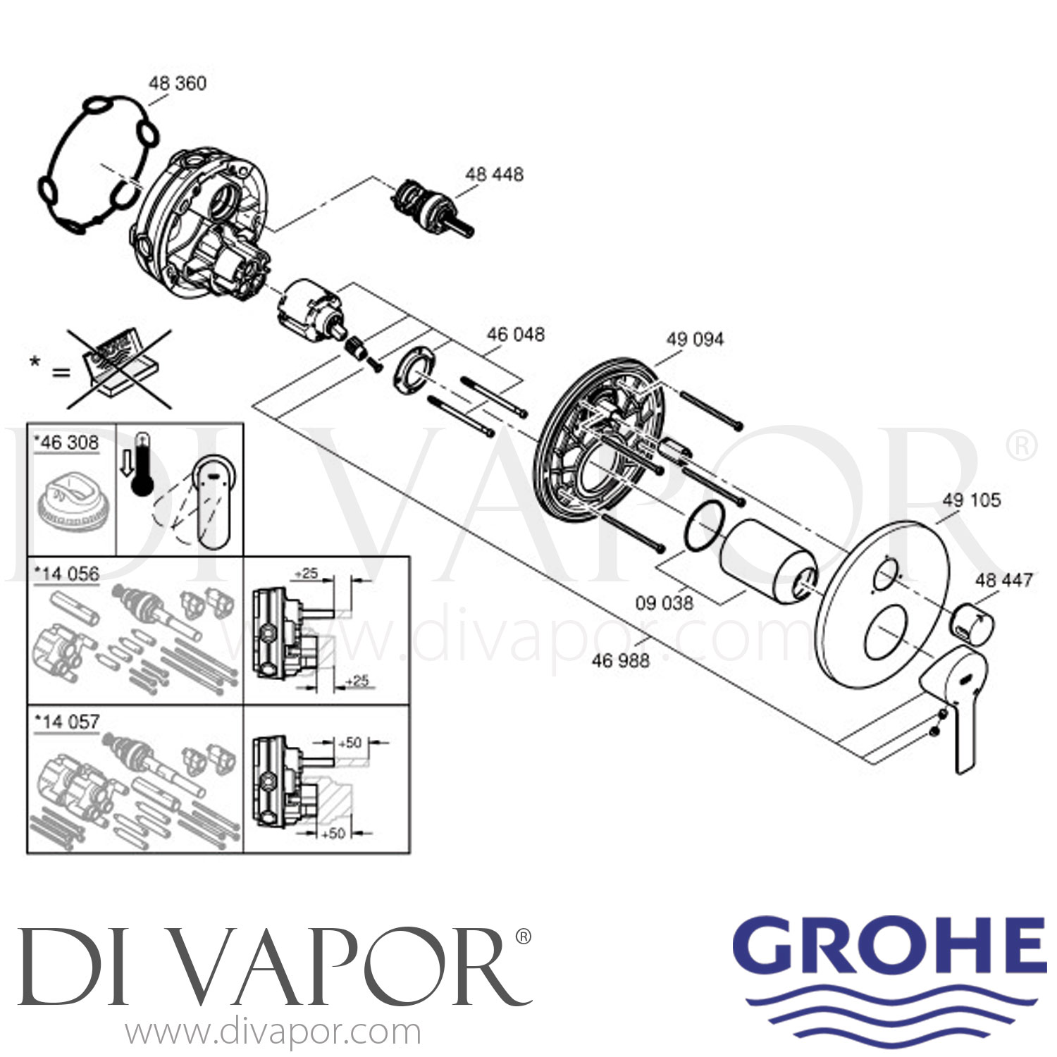 Grohe 24095001 Lineare Single-Lever Mixer with 3-Way Diverter Spare Parts