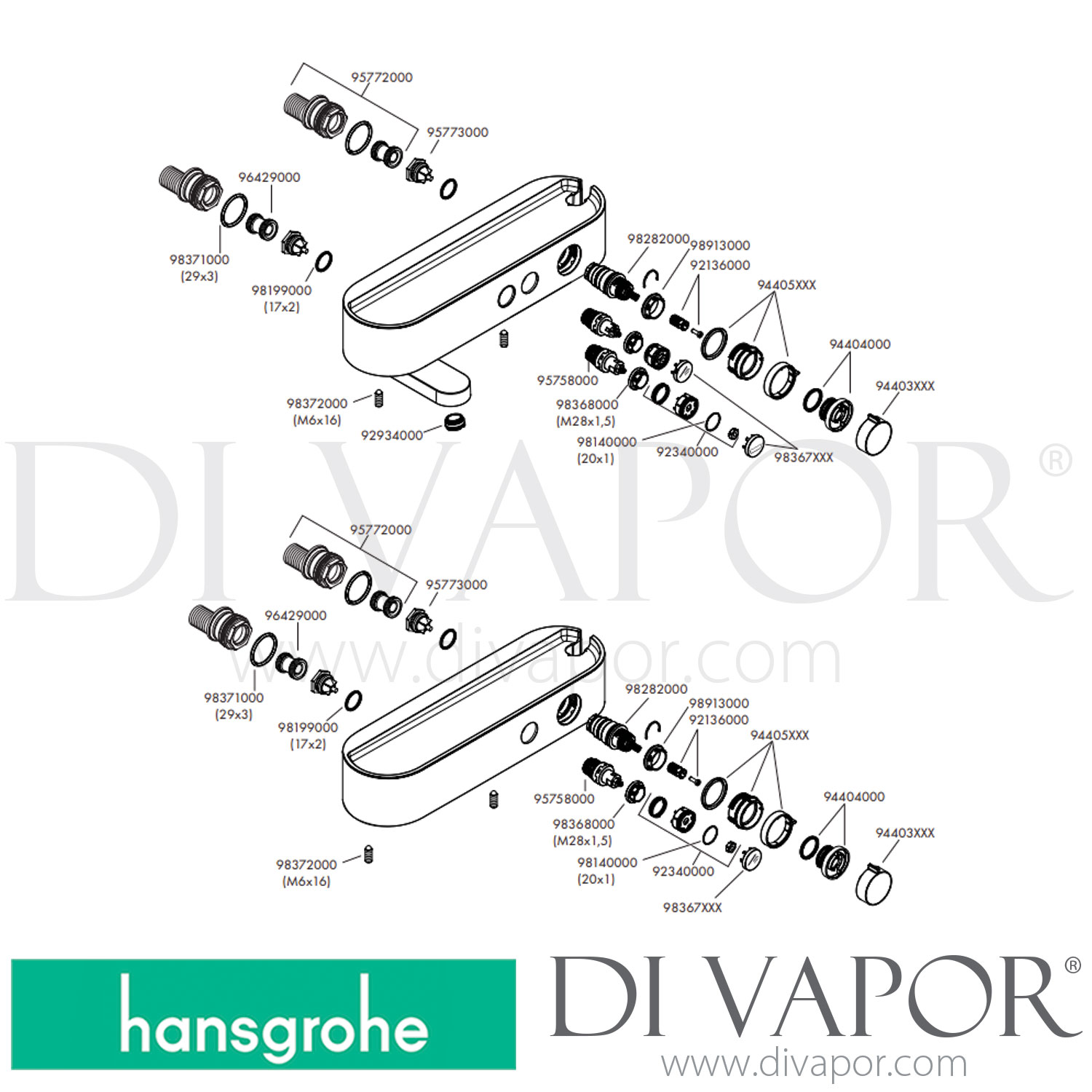 Hansgrohe 24340000 ShowerTablet Select Bath Thermostat 400 for Exposed Installation >04/22 Spare ...