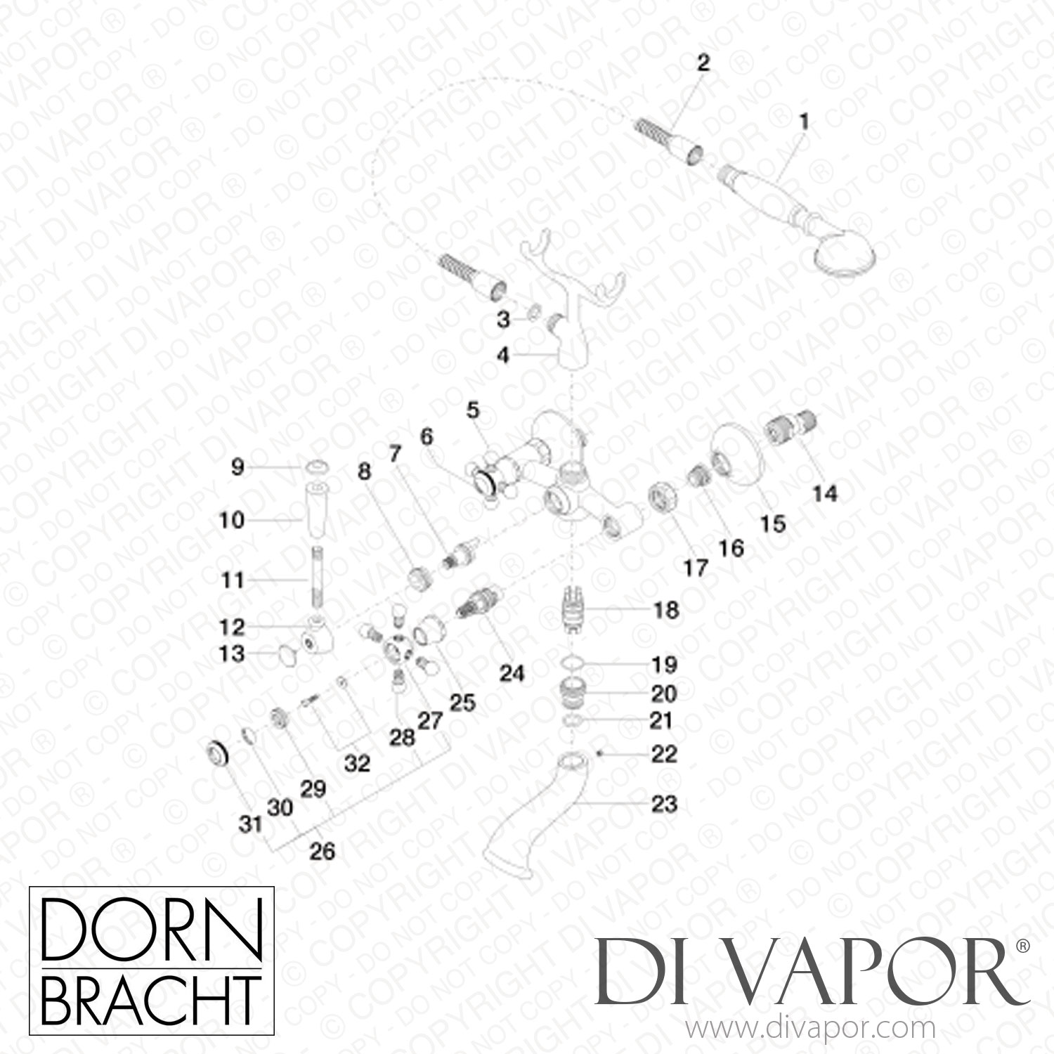 Dornbracht Madison Bath Mixer for Wall Mounting with Hand Shower Set ...