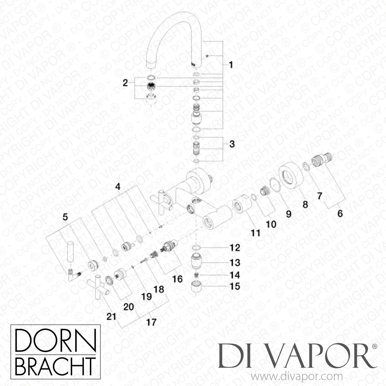 Dornbracht Tara Bath Mixer for Wall Mounting - Platinum 25 100 892-08 ...