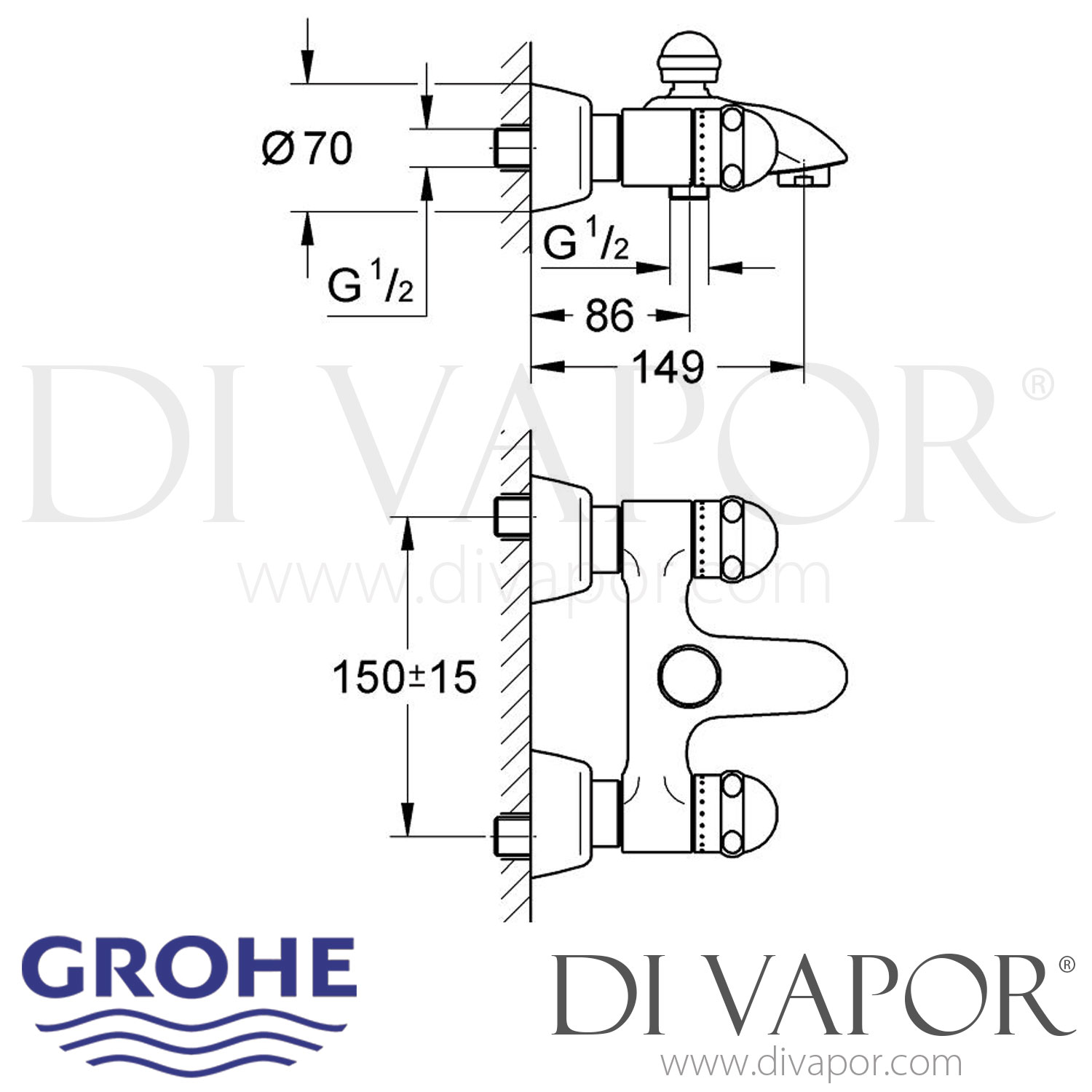Grohe 25007000 Sentosa Bath / Shower Mixer Spare Parts