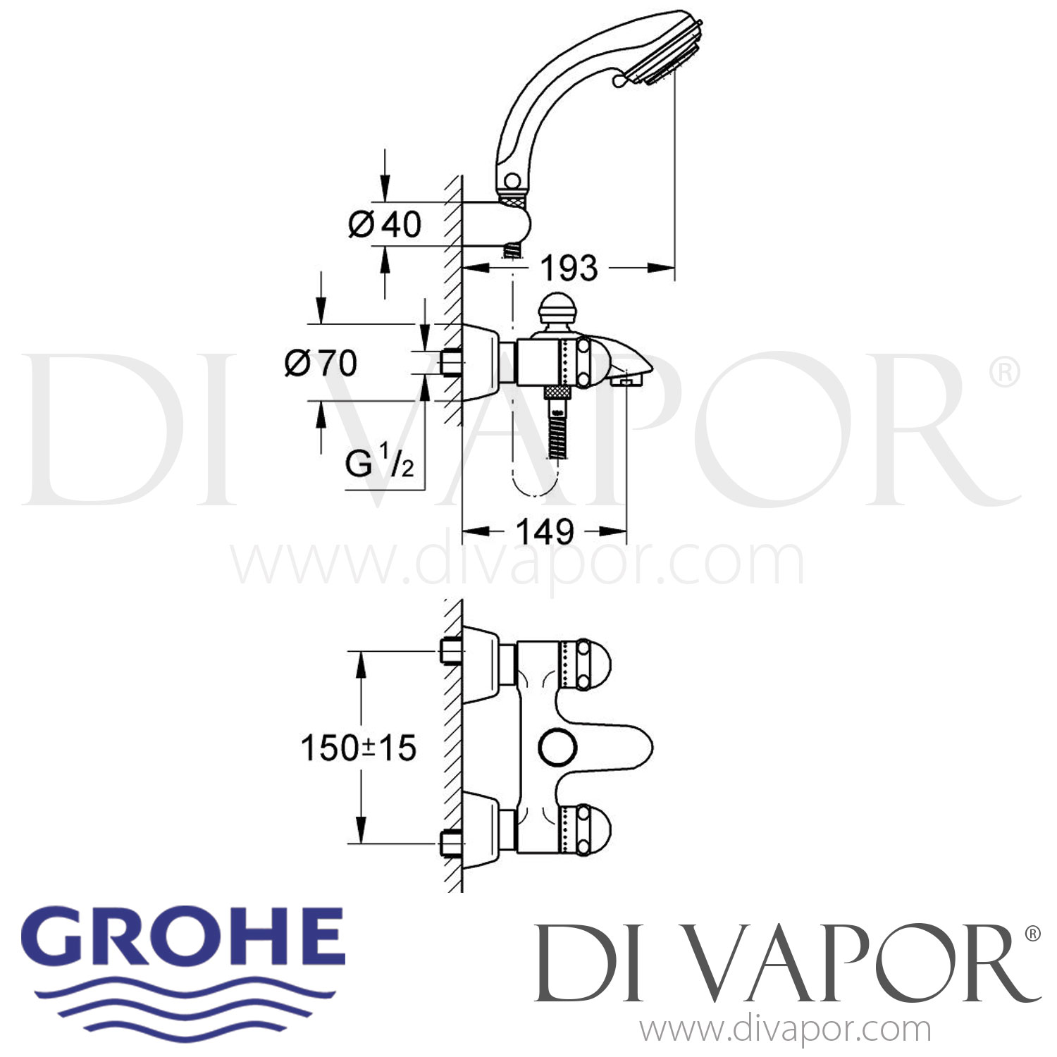 Grohe 25008000 Sentosa Bath Shower Mixer Spare Parts