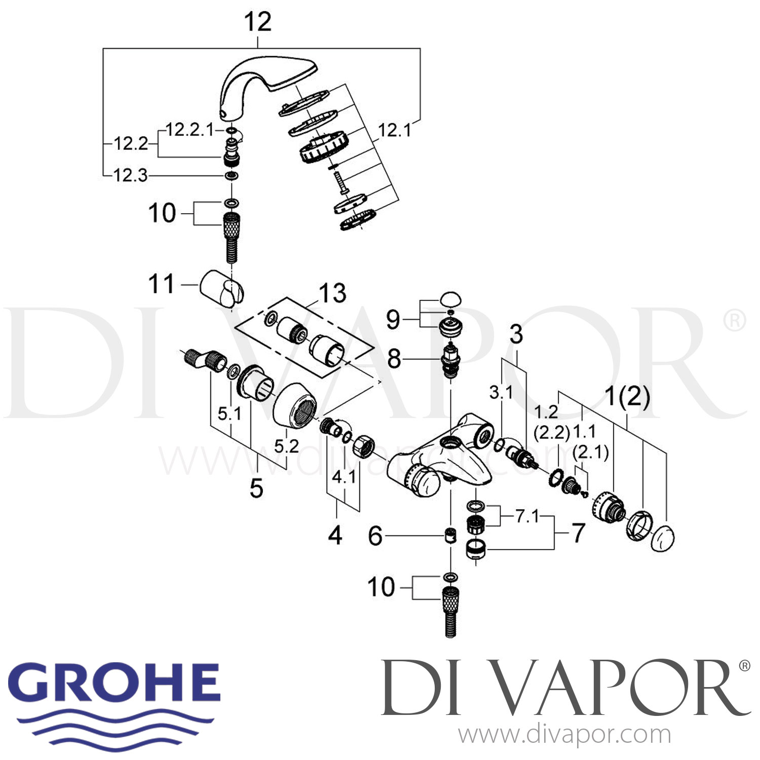 Grohe 25008000 Sentosa Bath Shower Mixer Spare Parts