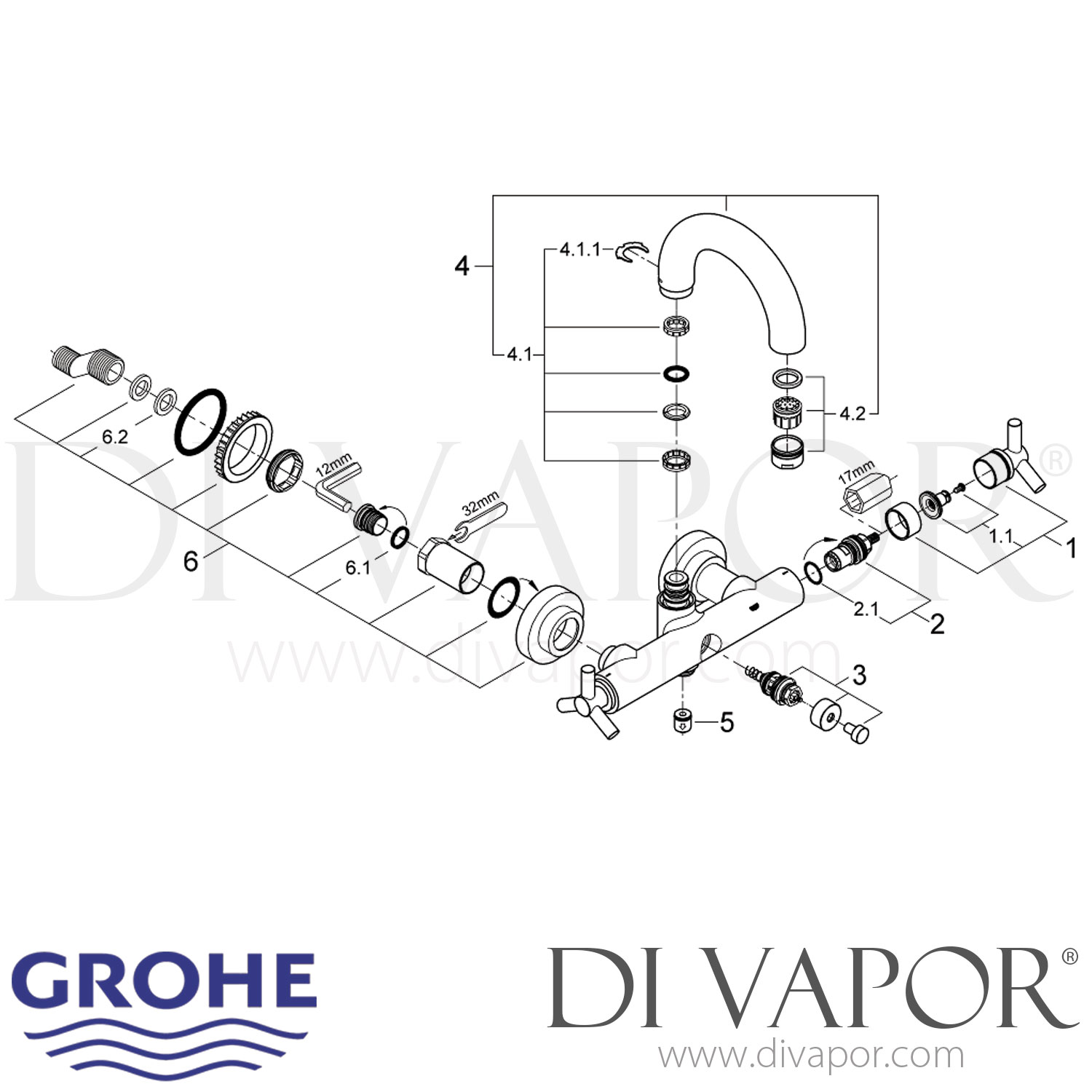 Grohe Atrio Bath / Shower Mixer - 2007 to 2018 - Spare Parts 25010000 GEN2