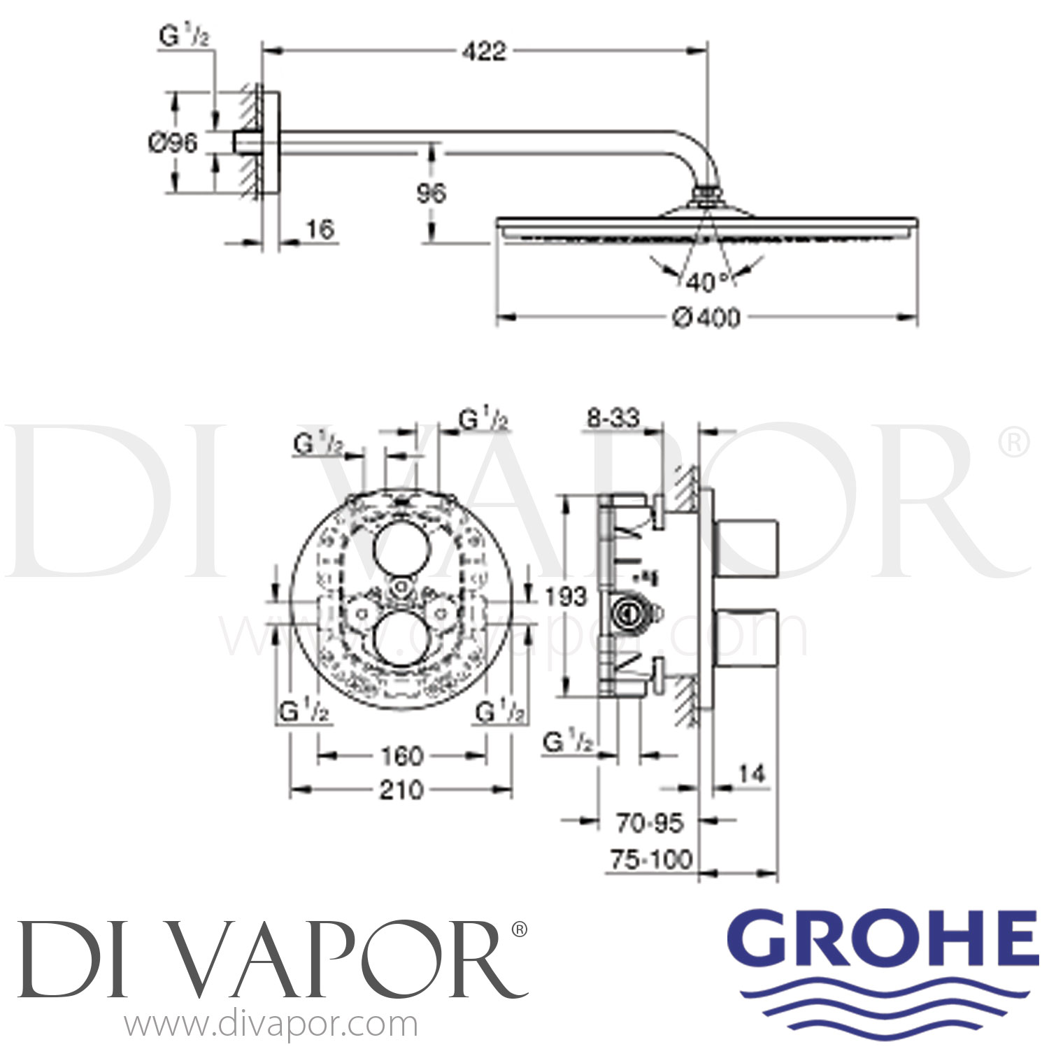 Grohe 26260000 Grohtherm 3000 Cosmopolitan Perfect Shower Set with ...