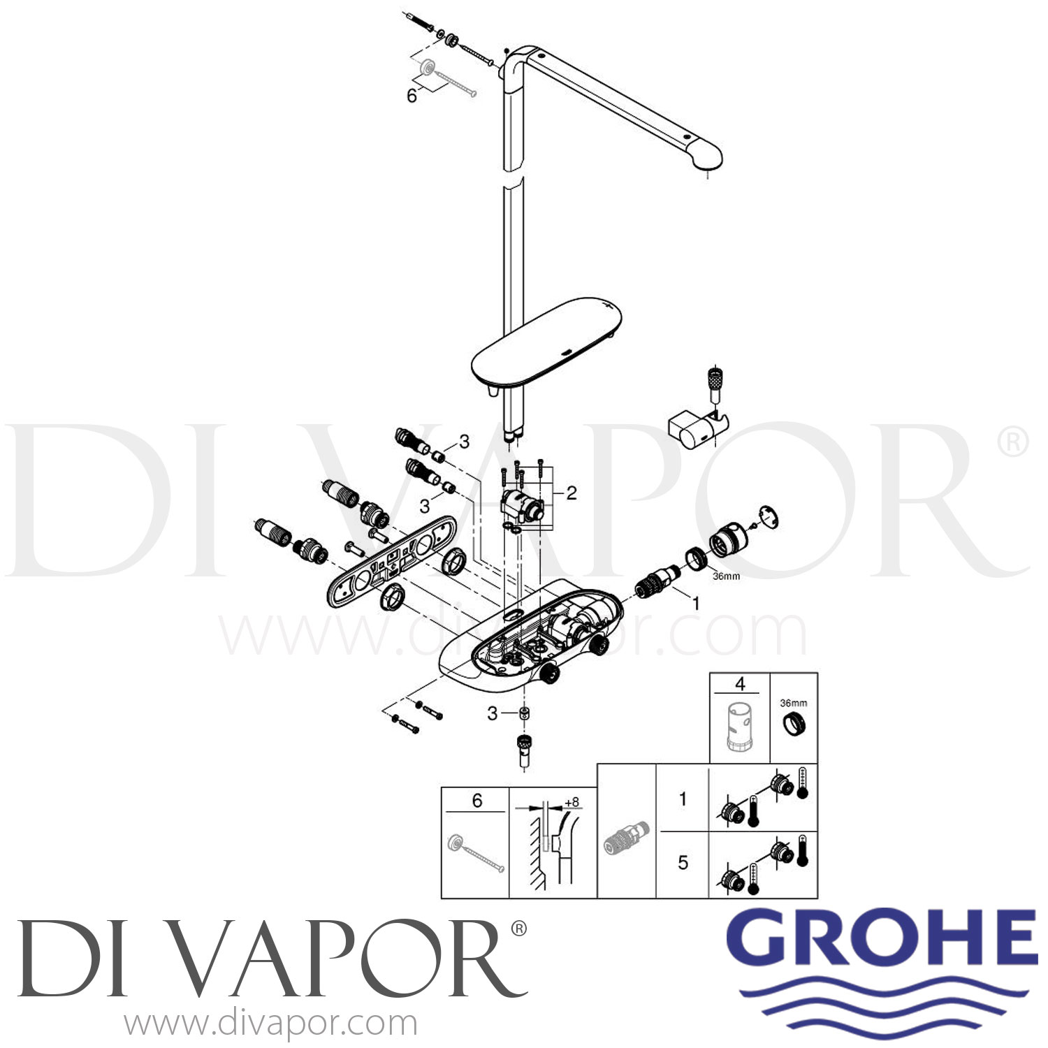 Grohe 26379000 Rainshower System SmartControl Shower System with ...