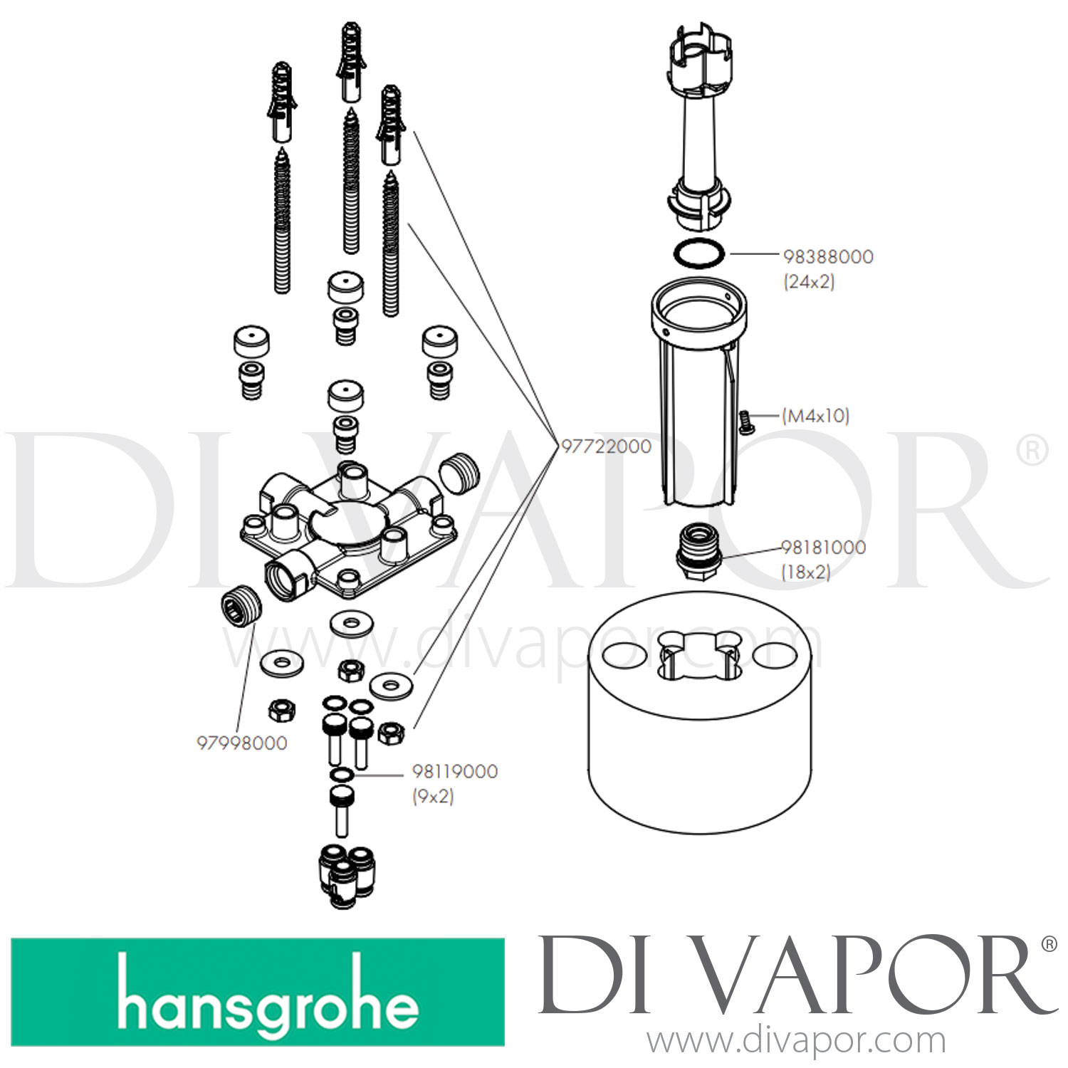 Hansgrohe 26434187 AXOR ShowerSolutions Basic Set for Overhead Shower ...