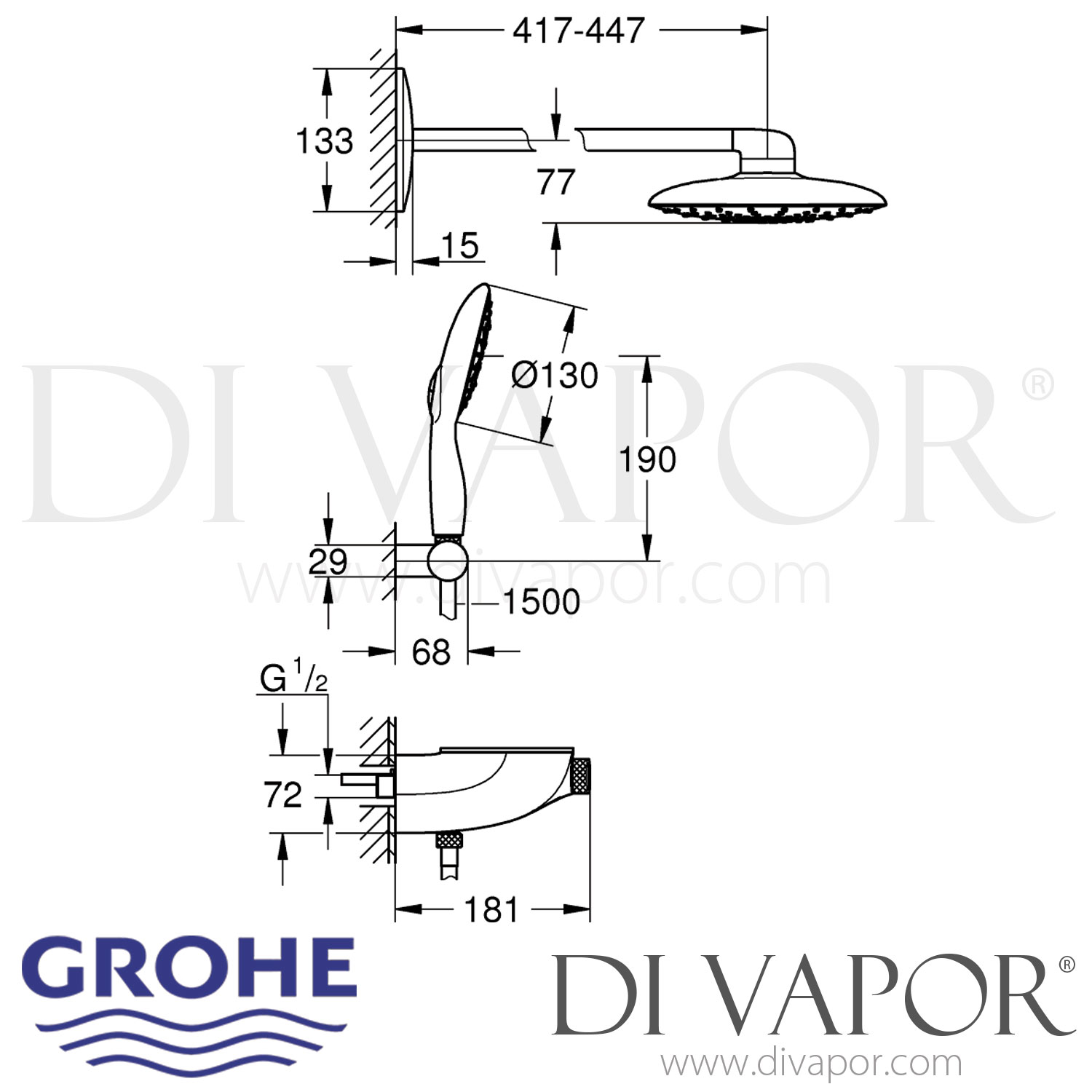 Grohe 26446LS0 Rainshower System SmartControl Mono 360 Combi Shower ...