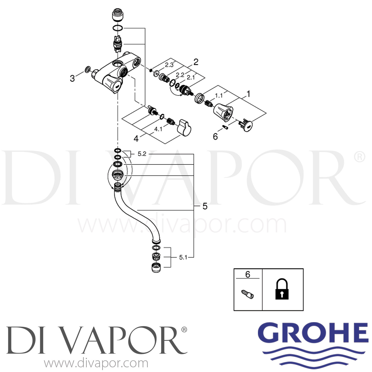 Grohe 26781001 Costa L Solid Basin Mixer (3/8 Inch) Spare Parts