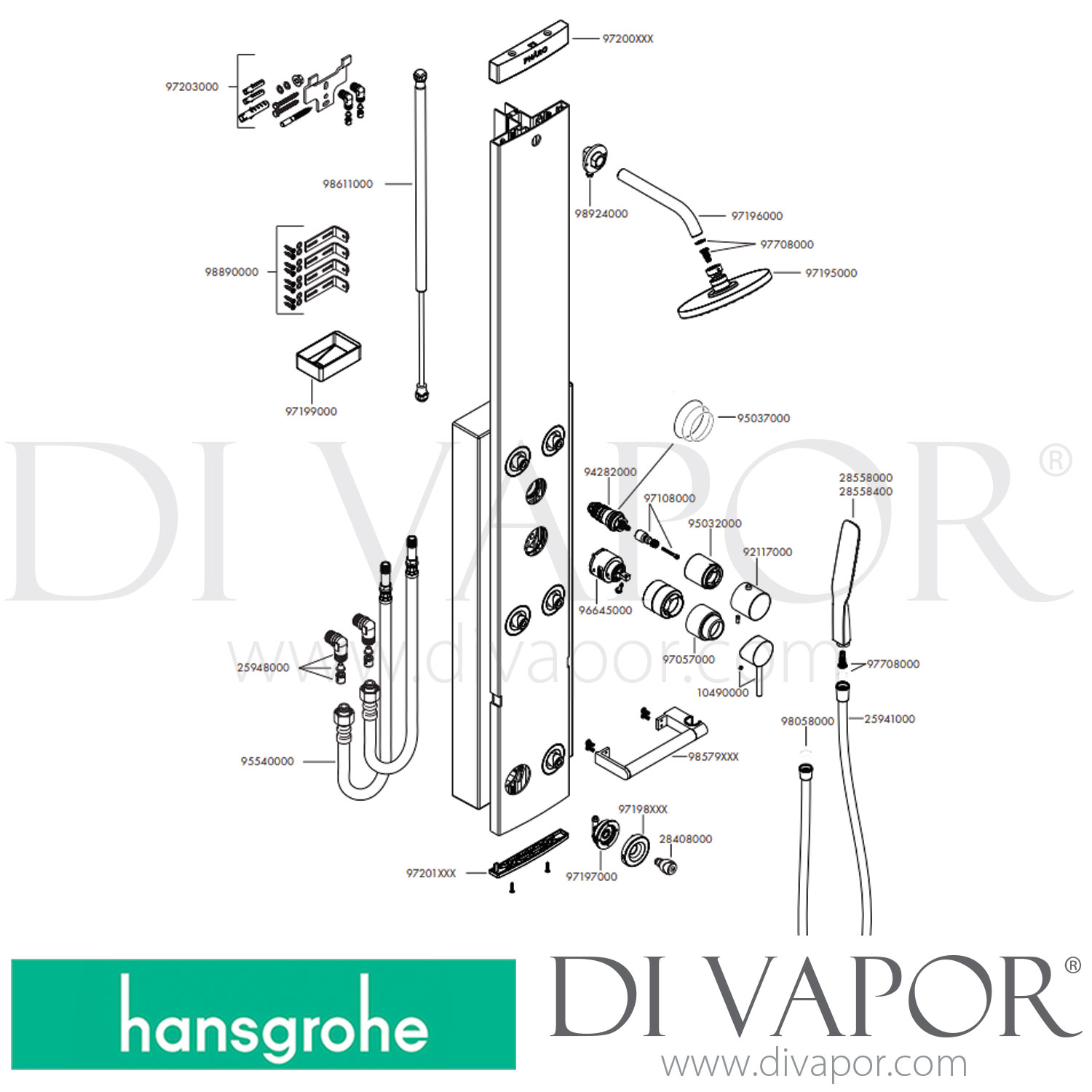 Hansgrohe 26870000 Pharo Shower Panel Lift 2 M 20 Wall-/ Corner Version ...