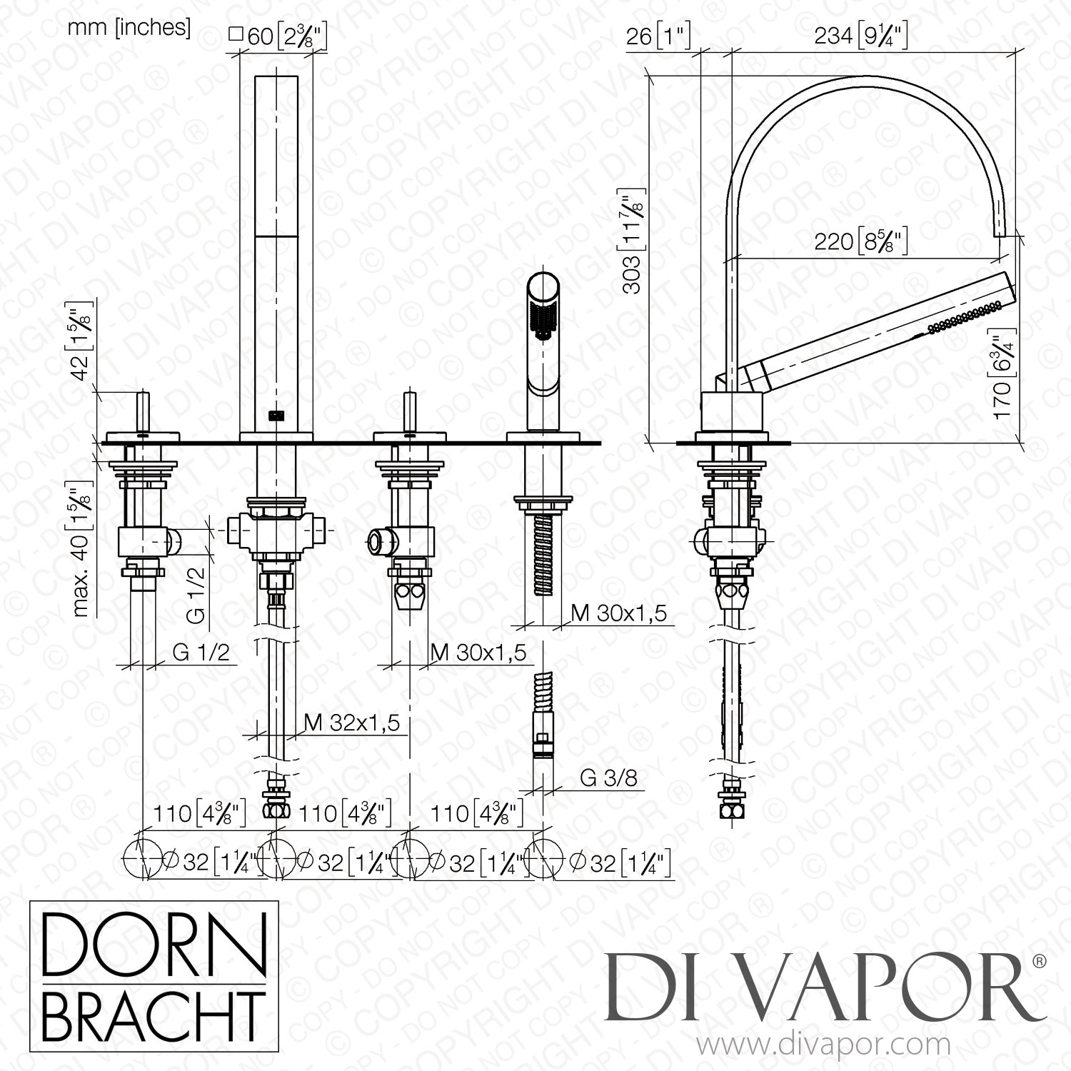 Dornbracht Mem Bath Shower Set for Bath Rim Or Tile Edge Installation ...